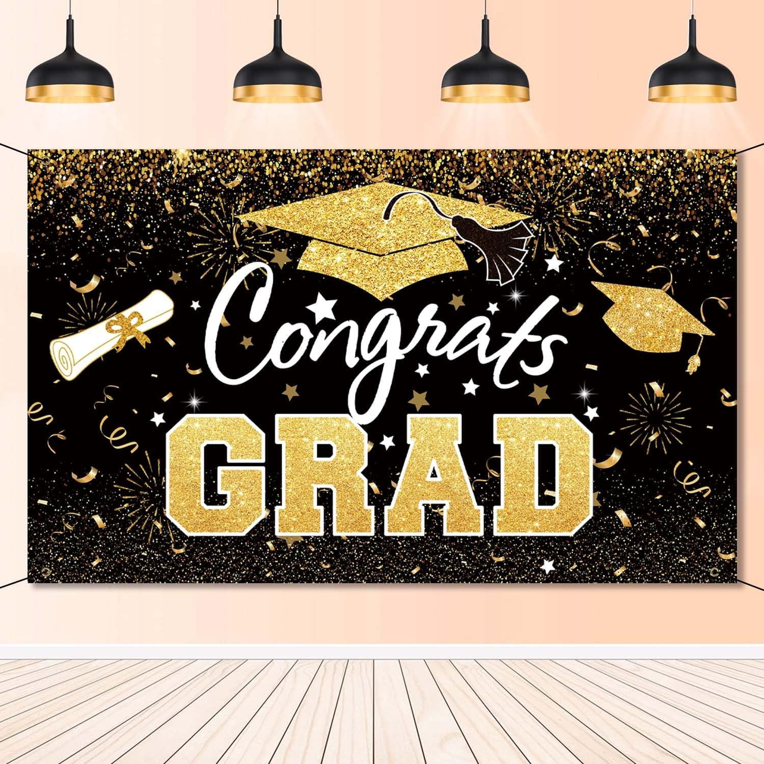 Graduation Party Decorations - Black Gold Congrats Grad Class of 2024 ...