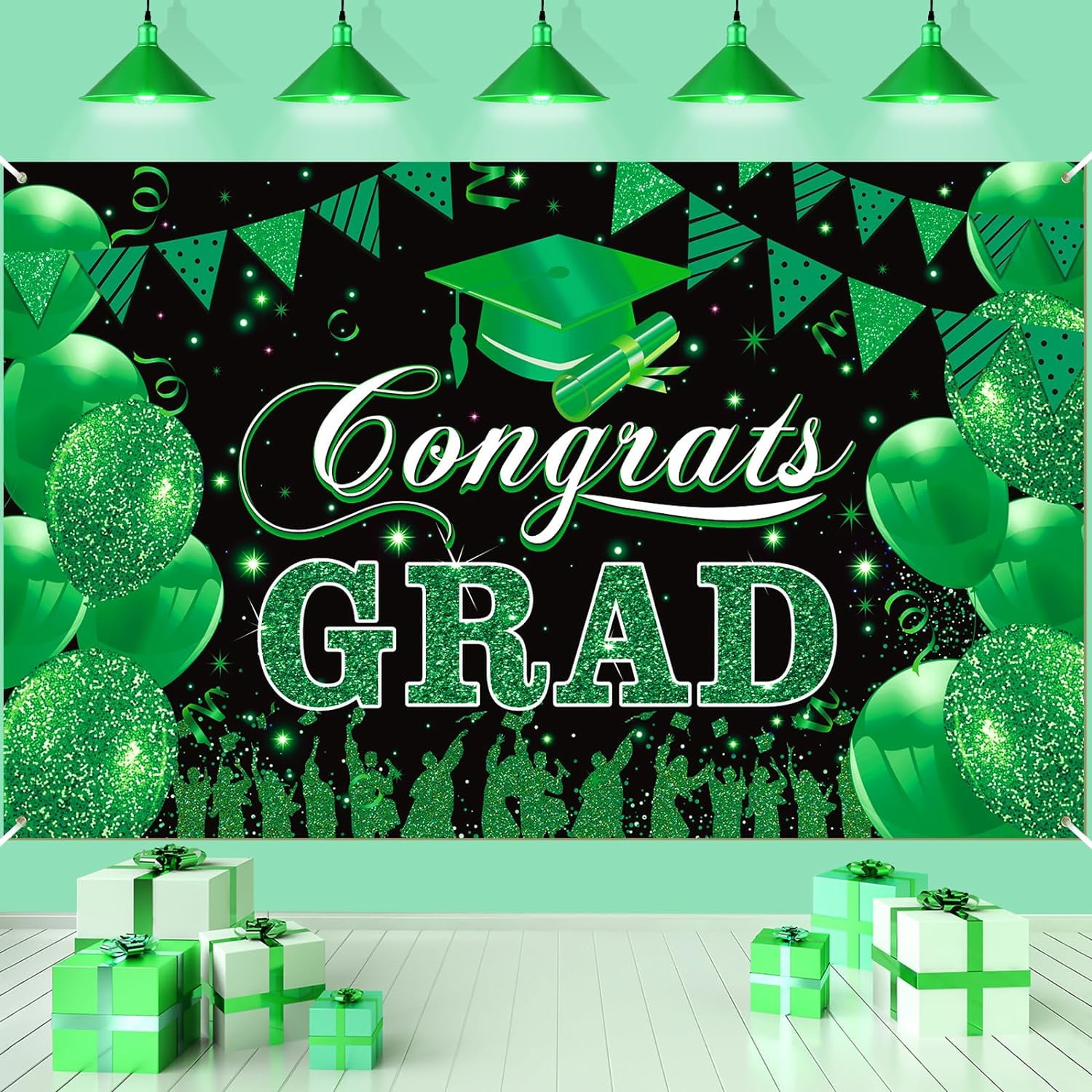 Graduation Party Decorations, Black & Green Class of 2024 Graduation ...