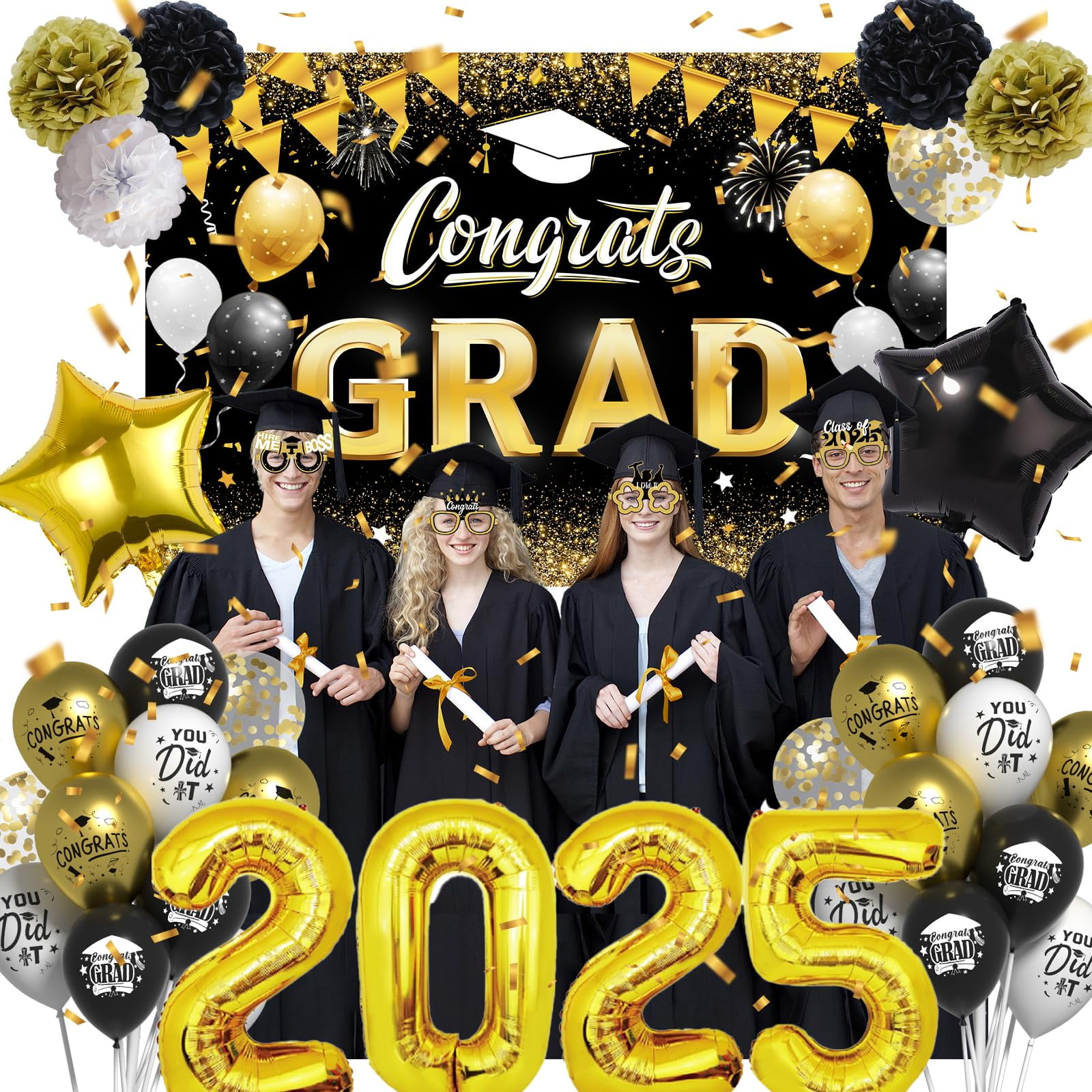 Graduation Party Decorations Black SSF20 Gold, Graduation Decorations ...