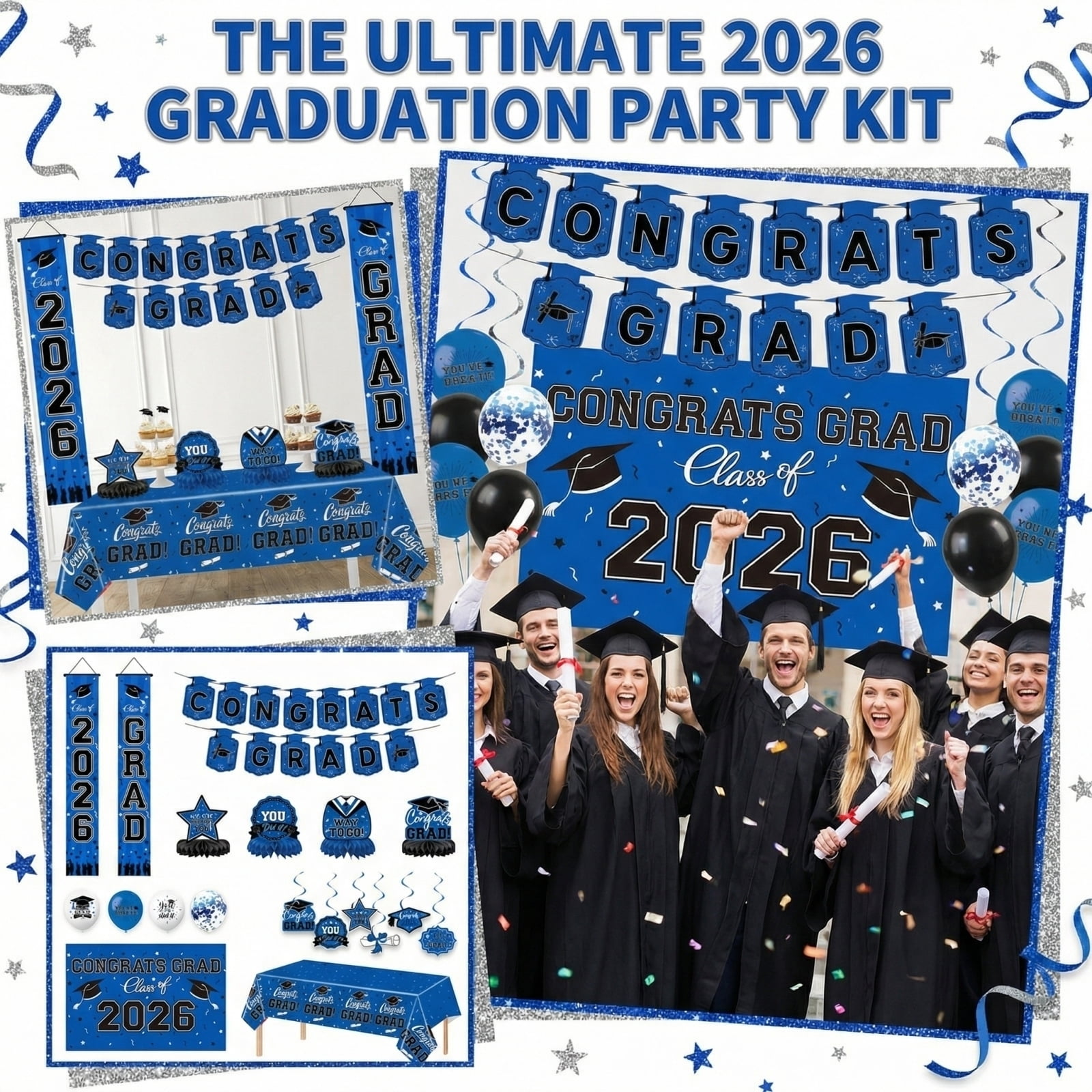 Graduation Party Decorations Blue 46 Pieces Congrats Class of 2026 ...