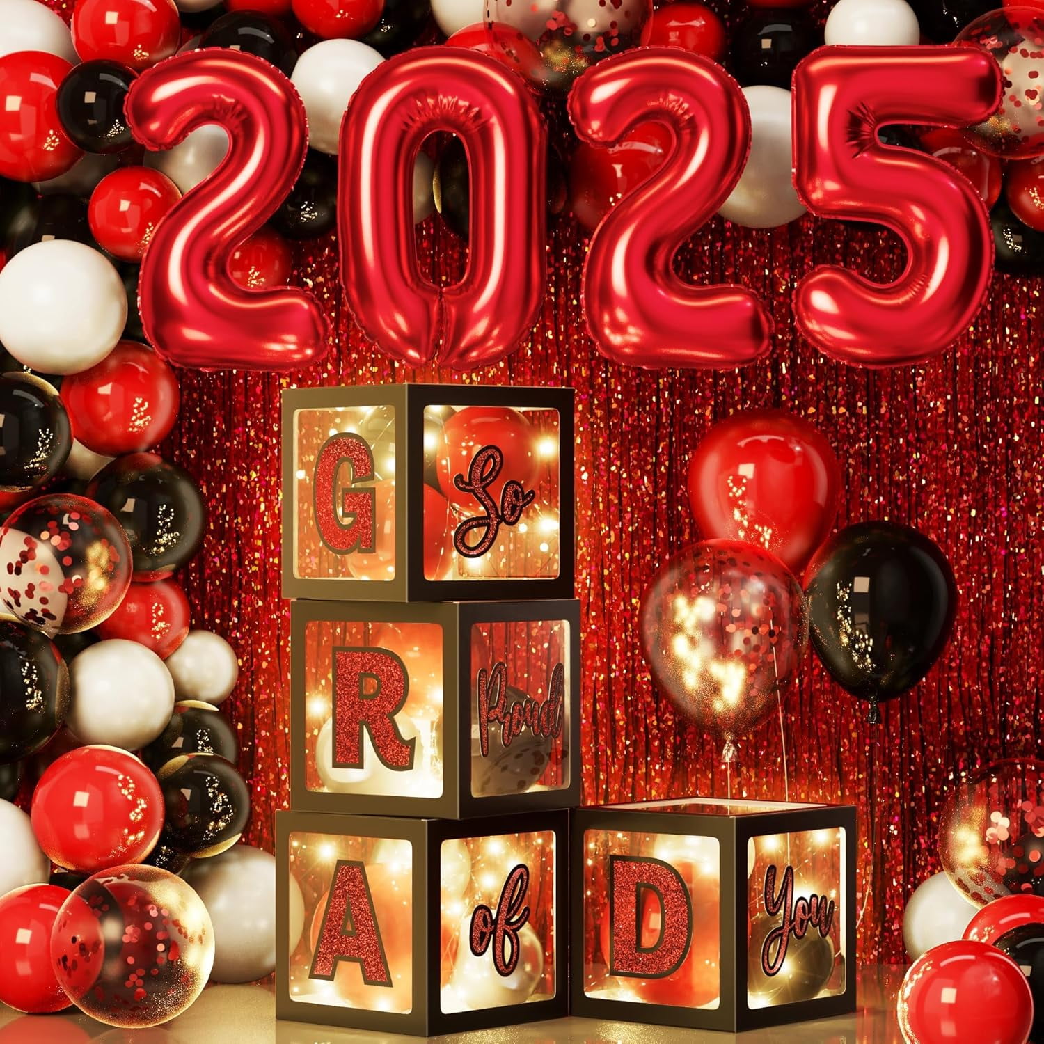 Graduation Party Decorations Class of 2025, 86PCS Pink Black Graduation ...