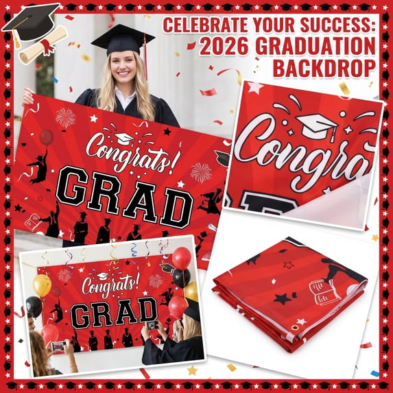 Graduation Party Decorations, Congrats Grad Class of 2026 Backdrop ...
