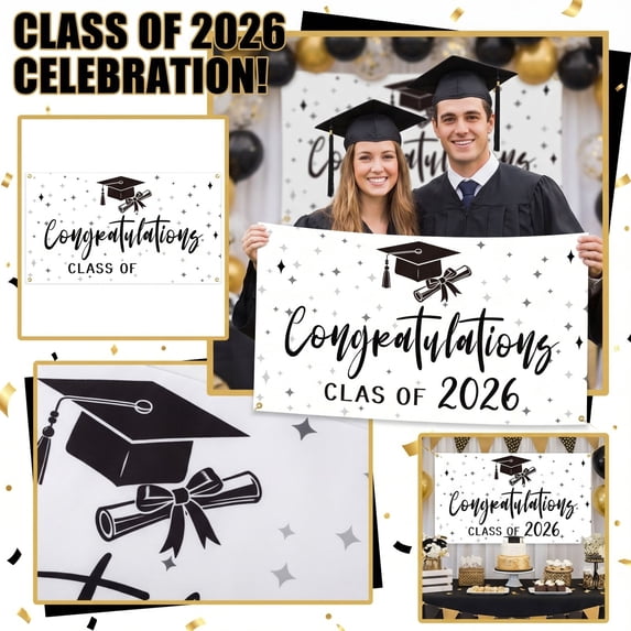 Graduation Party Decorations, Congrats Grad Class of 2026 Backdrop ...