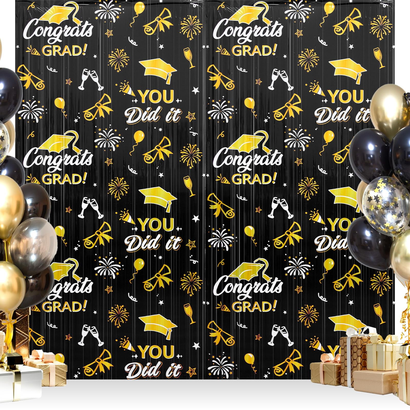 Graduation Party Decorations - DHF10 2 Pack 3.3 x 6.6 Gold Graduation ...