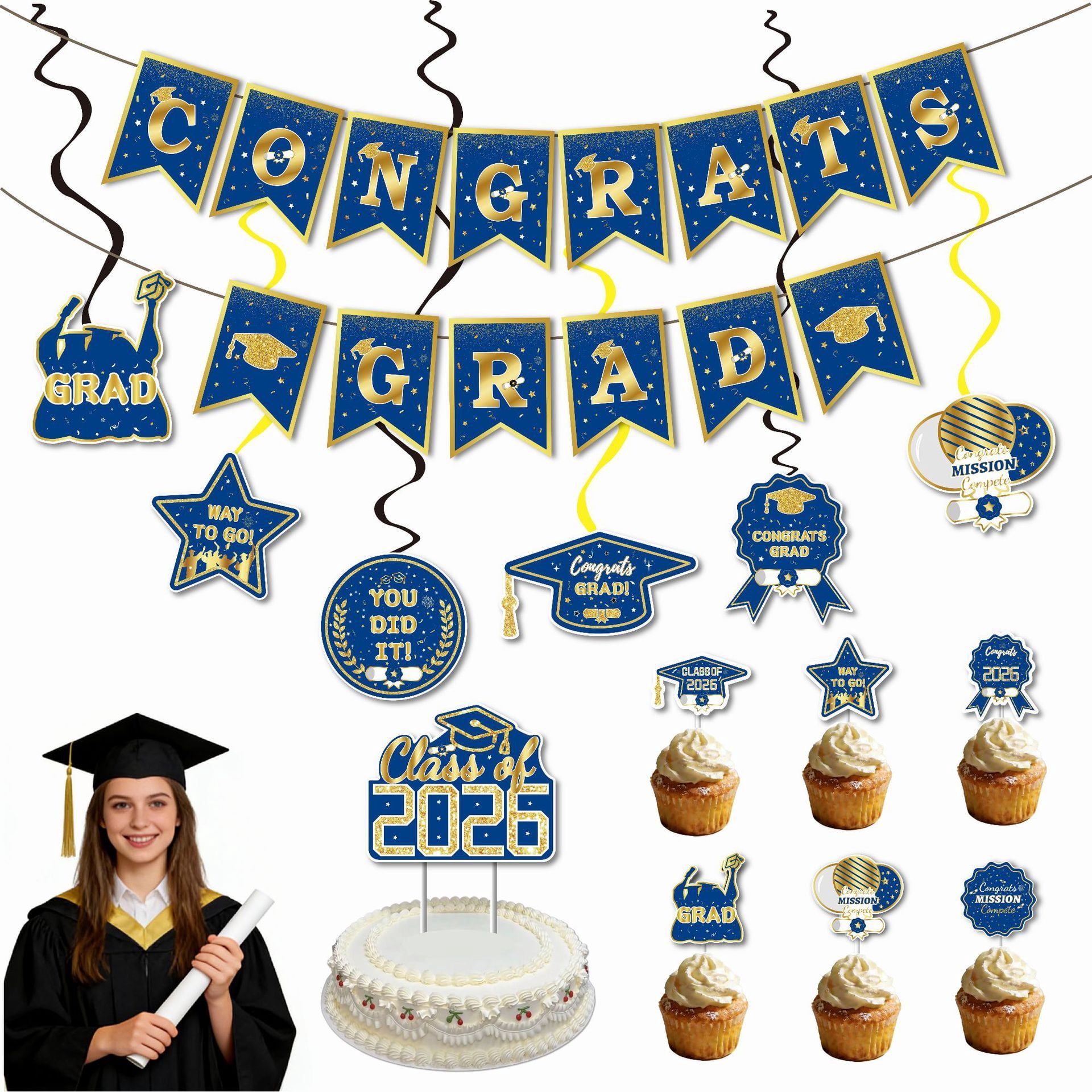 Graduation Party Decorations Kit Class of 2026 - 27 Pieces Includes ...