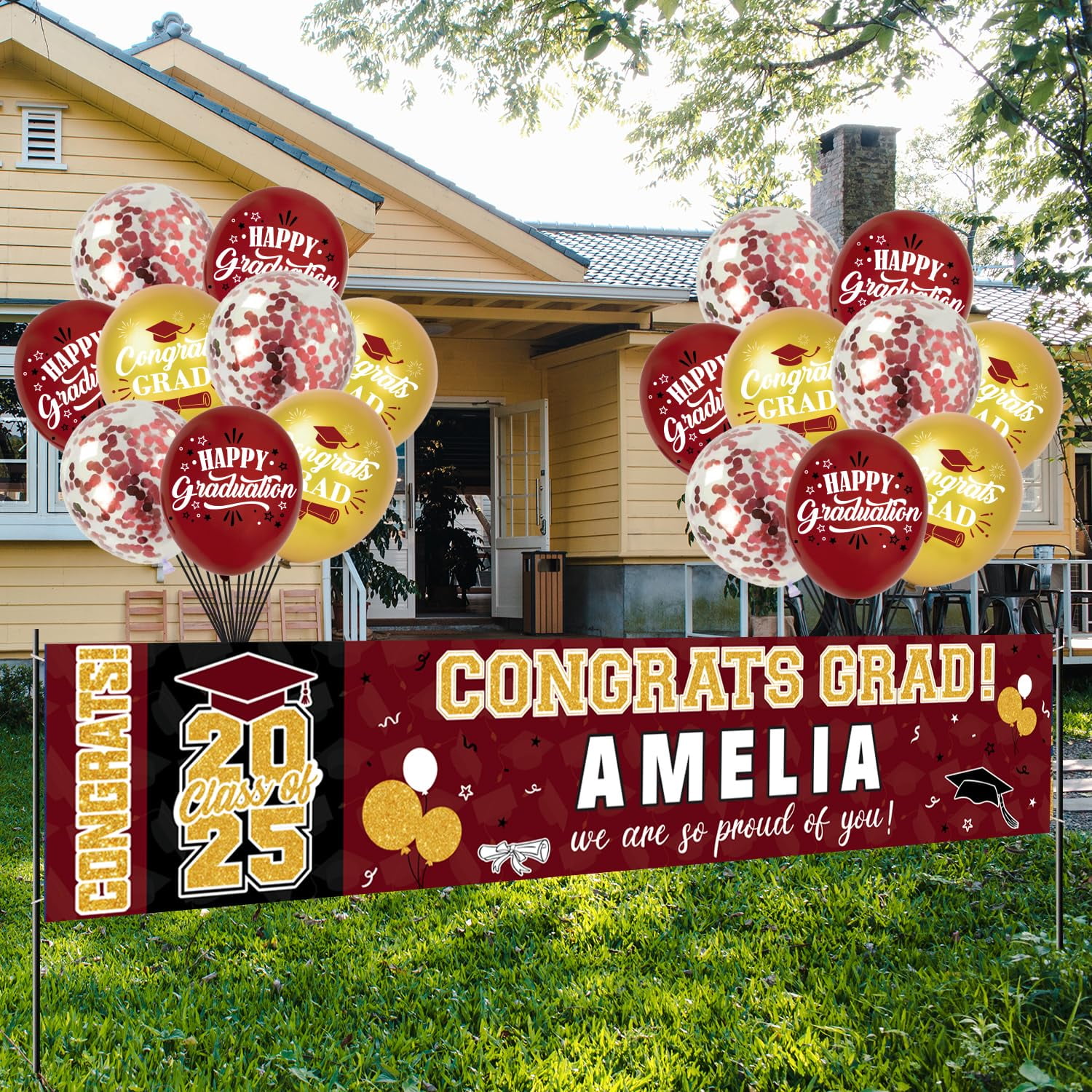 Graduation Party Decorations, Maroon and Gold Personalized Class of ...