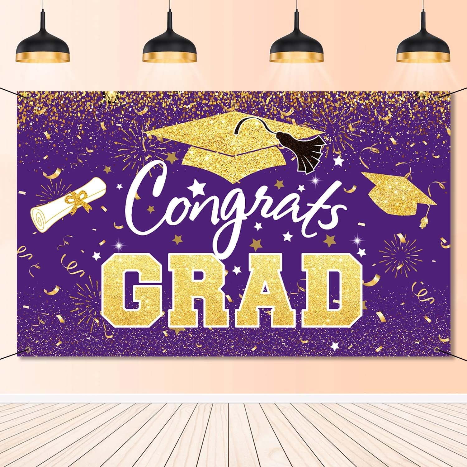 Graduation Party Decorations - Purple Gold Congrats Grad Class of 2024 ...