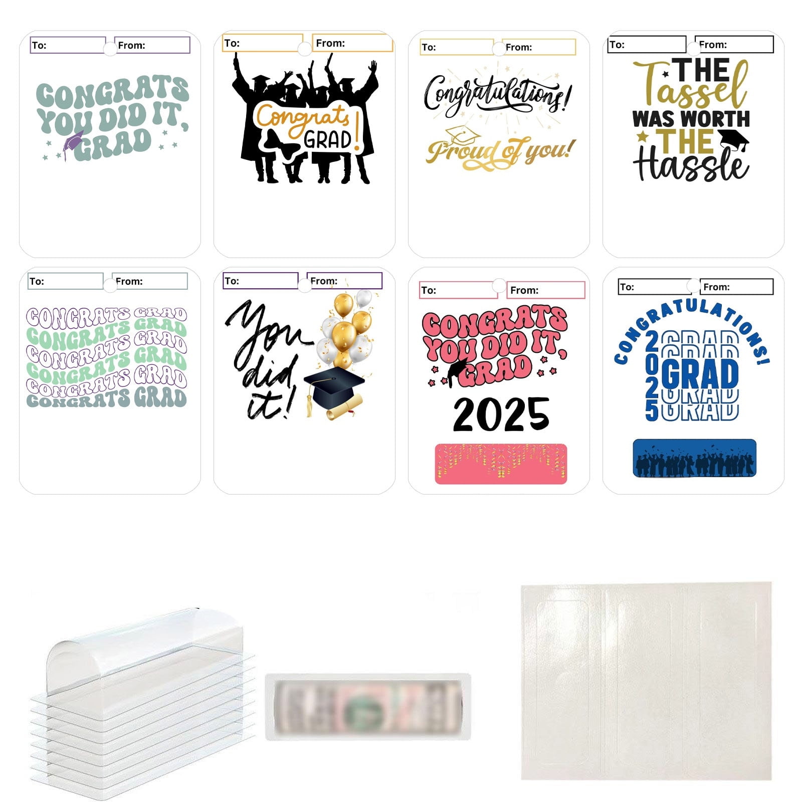 Graduation Party Favor Cards with Inspirational Quotes and Money Holder ...