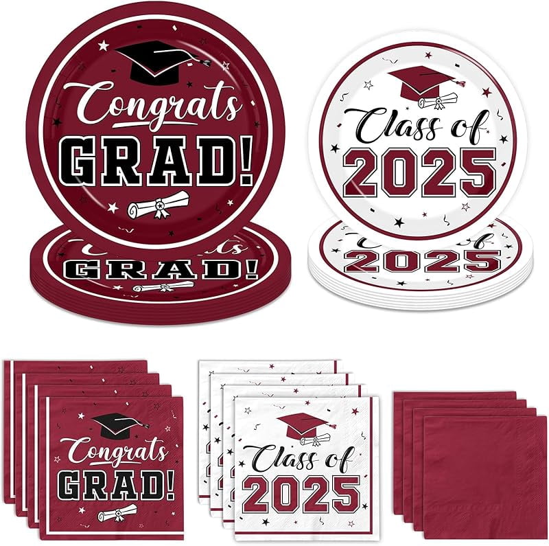 Graduation Party Plates and Napkins Blue Class of 2025 Grad Congrats ...