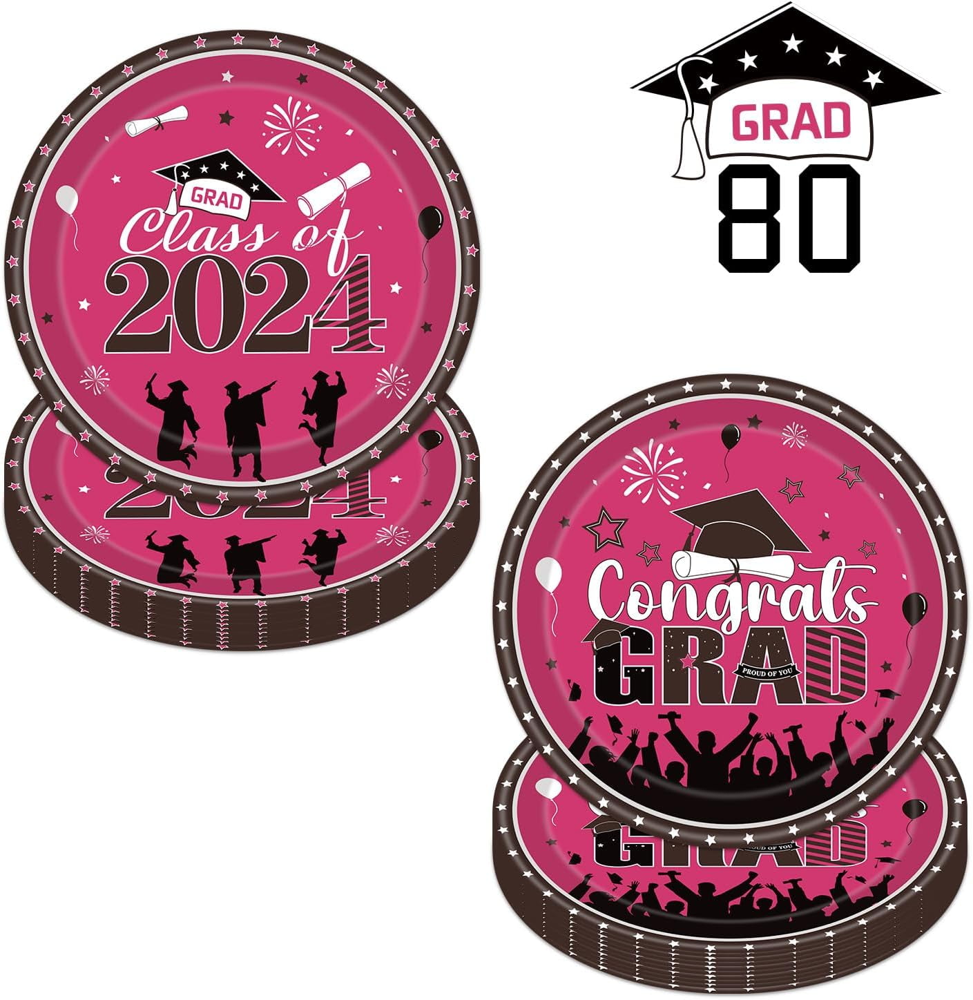 Graduation Party Supplies 2024, 80PCS Maroon Graduation Party ...