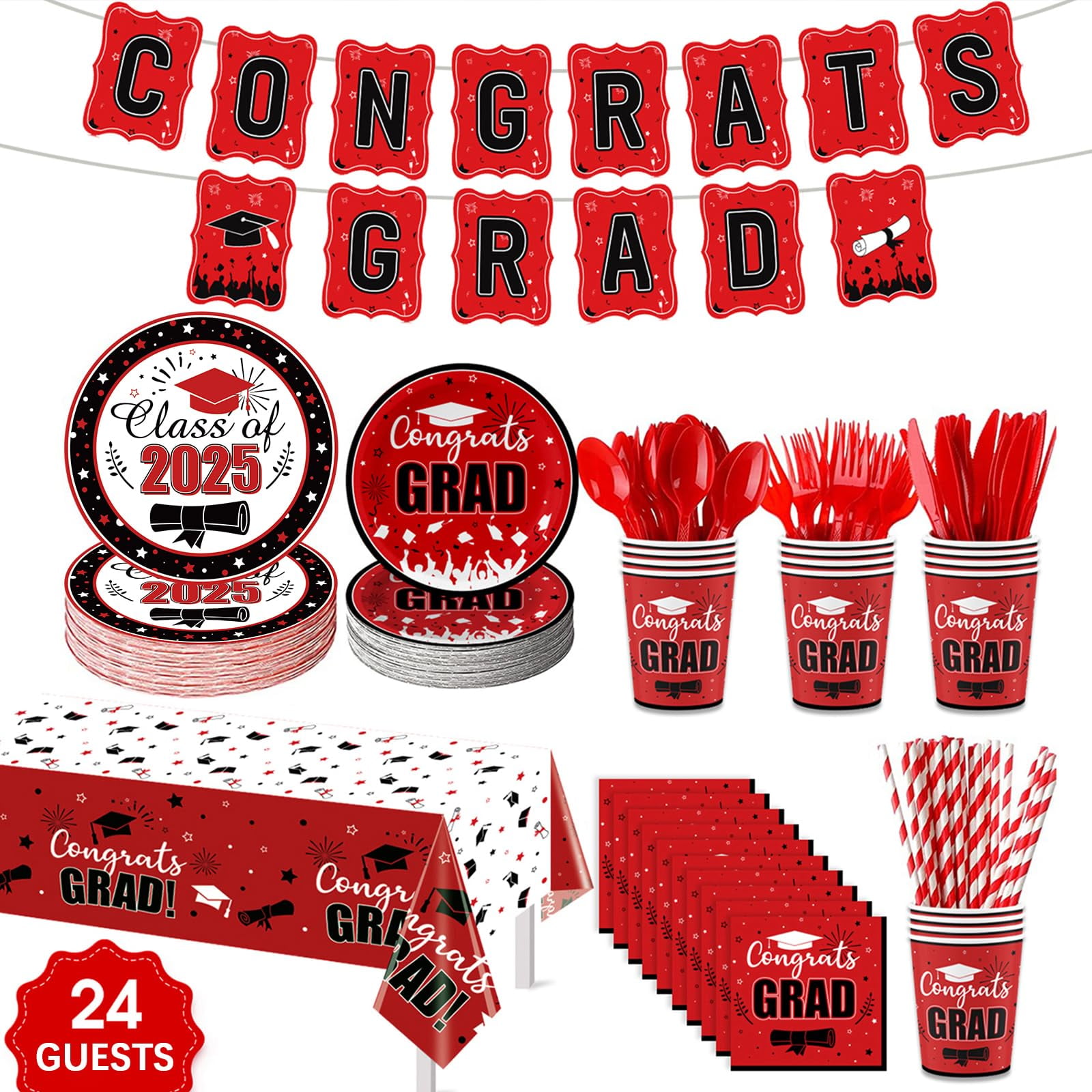 Graduation Party Supplies Congrats RRF12 Grad Decorations Class of 2025 ...