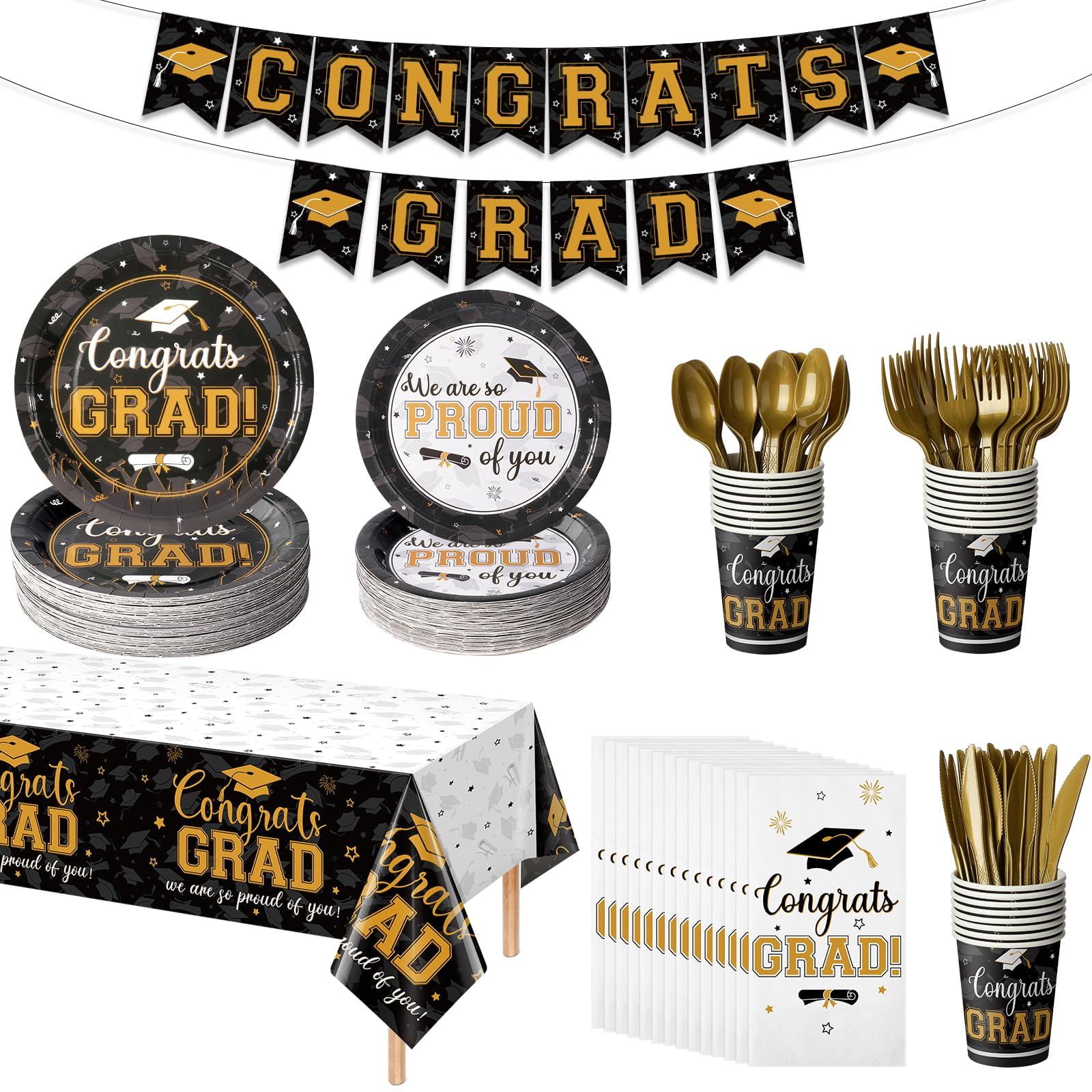 Graduation Party Supplies Congrats RRF12 Grad Plates and Set Disposable ...