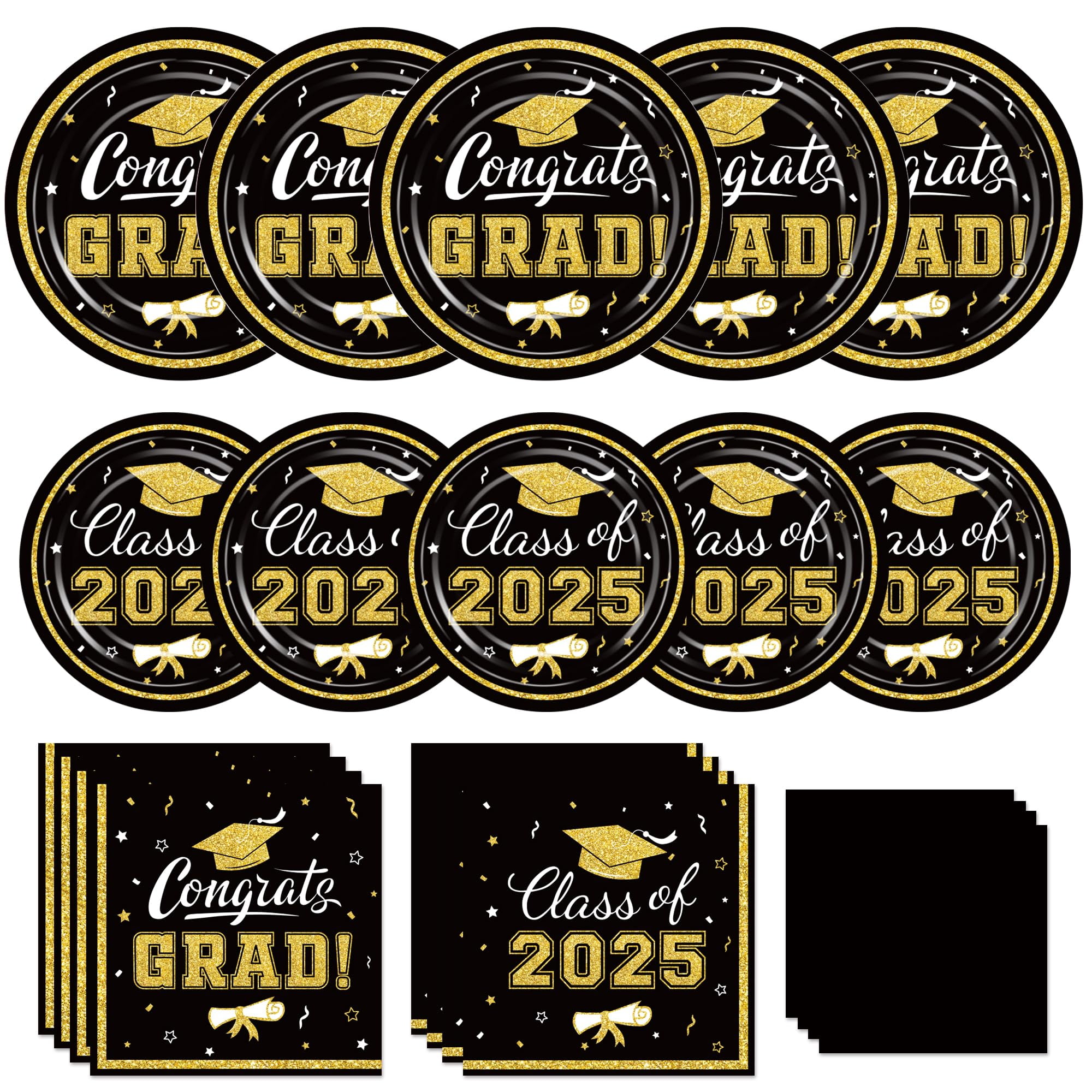 Graduation Party Supplies Kit Serves 50 AFN1- Graduation Party Black ...