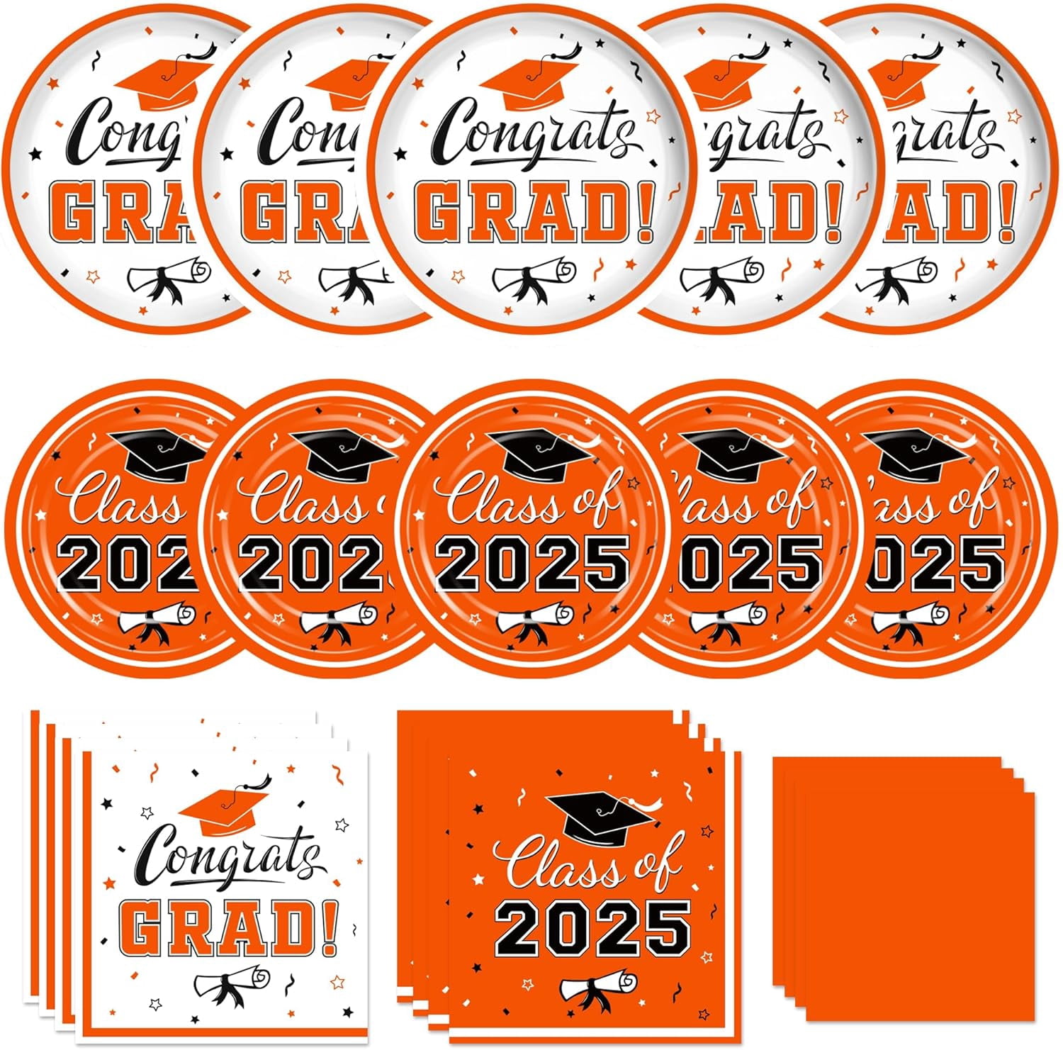 Graduation Party Supplies Kit Serves 50 - Graduation Party Orange Class ...