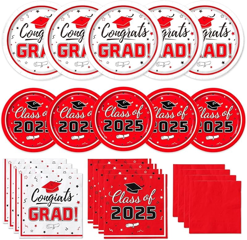 Graduation Party Supplies Kit Serves 50 - Graduation Party Red and Blue ...