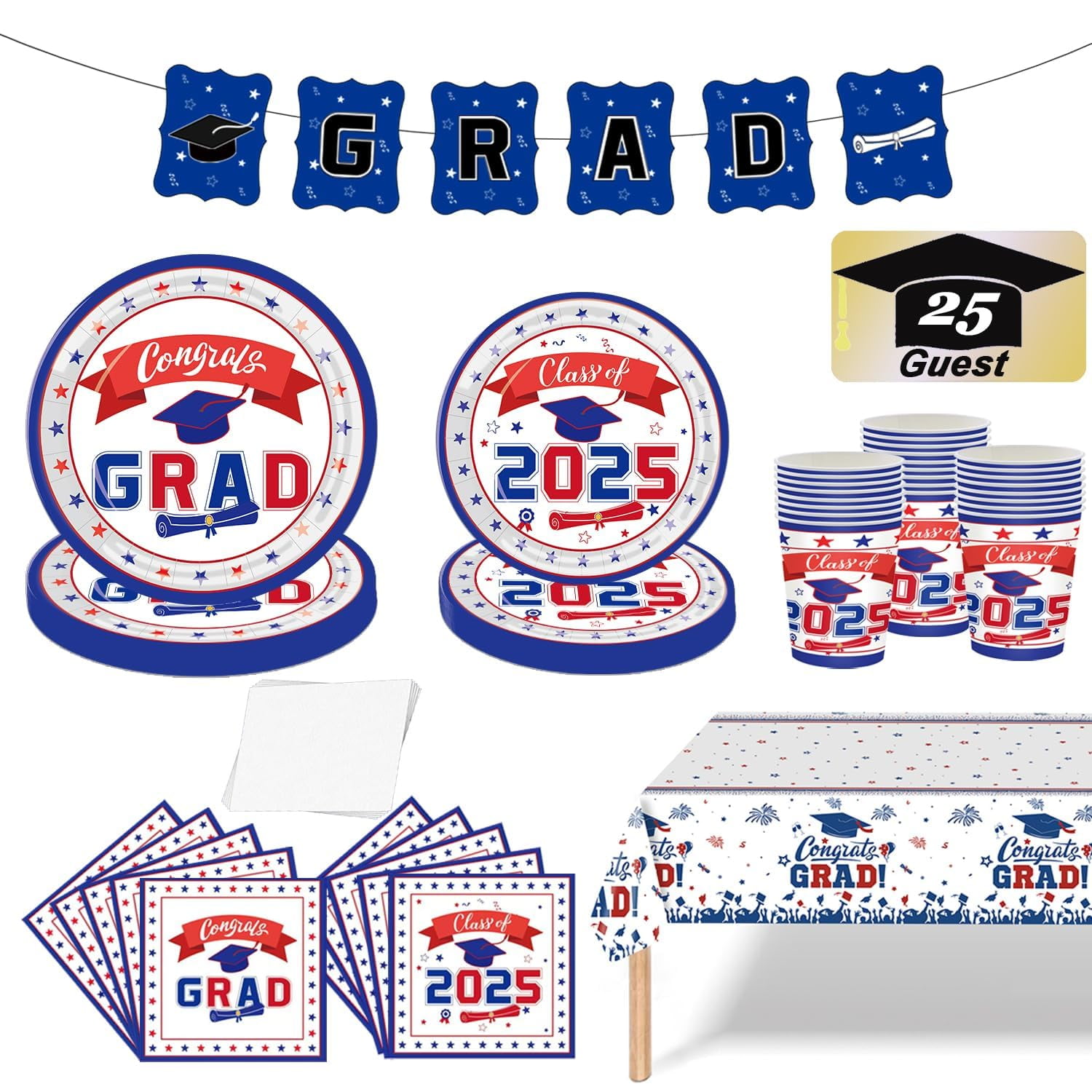 Graduation Party Tableware Set,2025 KEF16 Graduation Party Decorations ...
