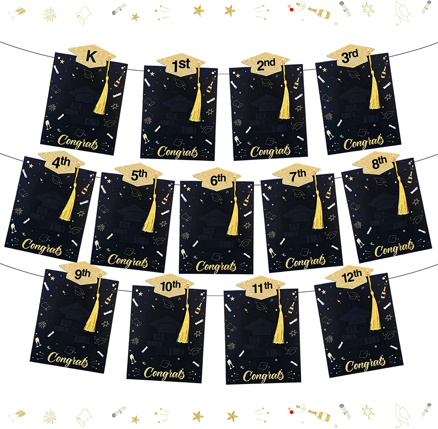 Graduation Photo Banner - 2023 Black and Gold Senior Graduation ...