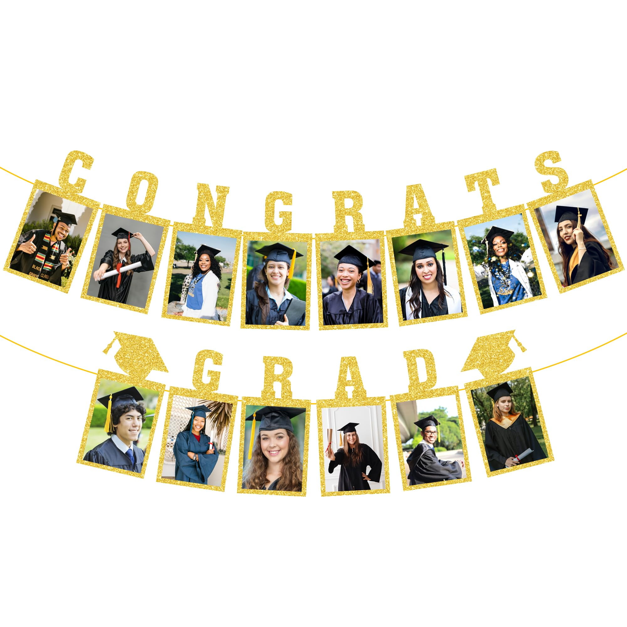 Graduation Photo Banner Class SSF20 of 2025, Preassembled Gold Congrats ...