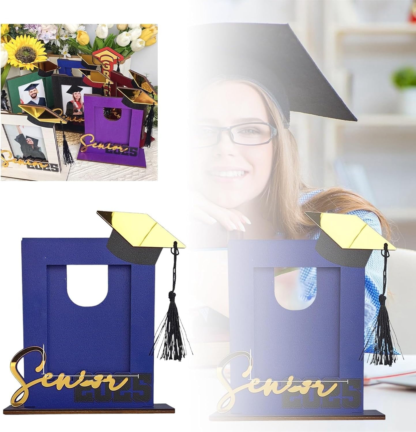 Graduation Photo Frame, 2025 Graduate Picture Fram with Bachelor Cap ...