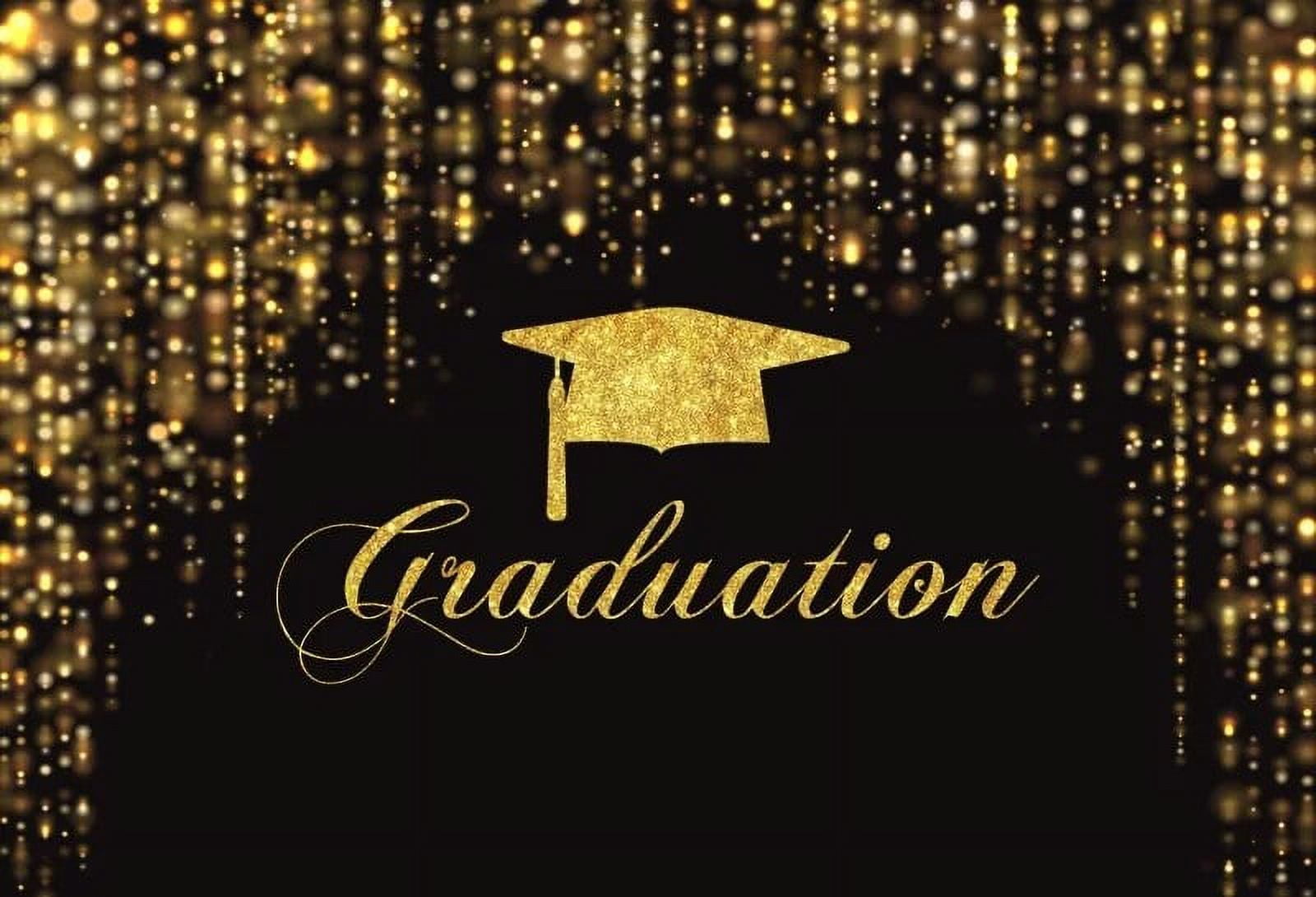 Graduation Photography Backdrop Black Gold Light Bokeh Congrats Grad Prom Party Decor Portrait ...
