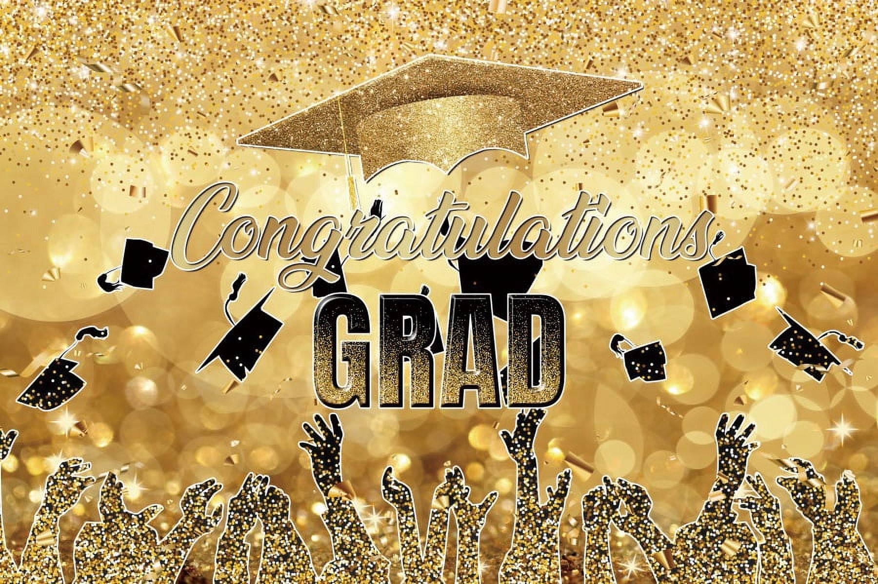 Graduation Photography Backdrop Gold And Black Congrats Grad Class of ...