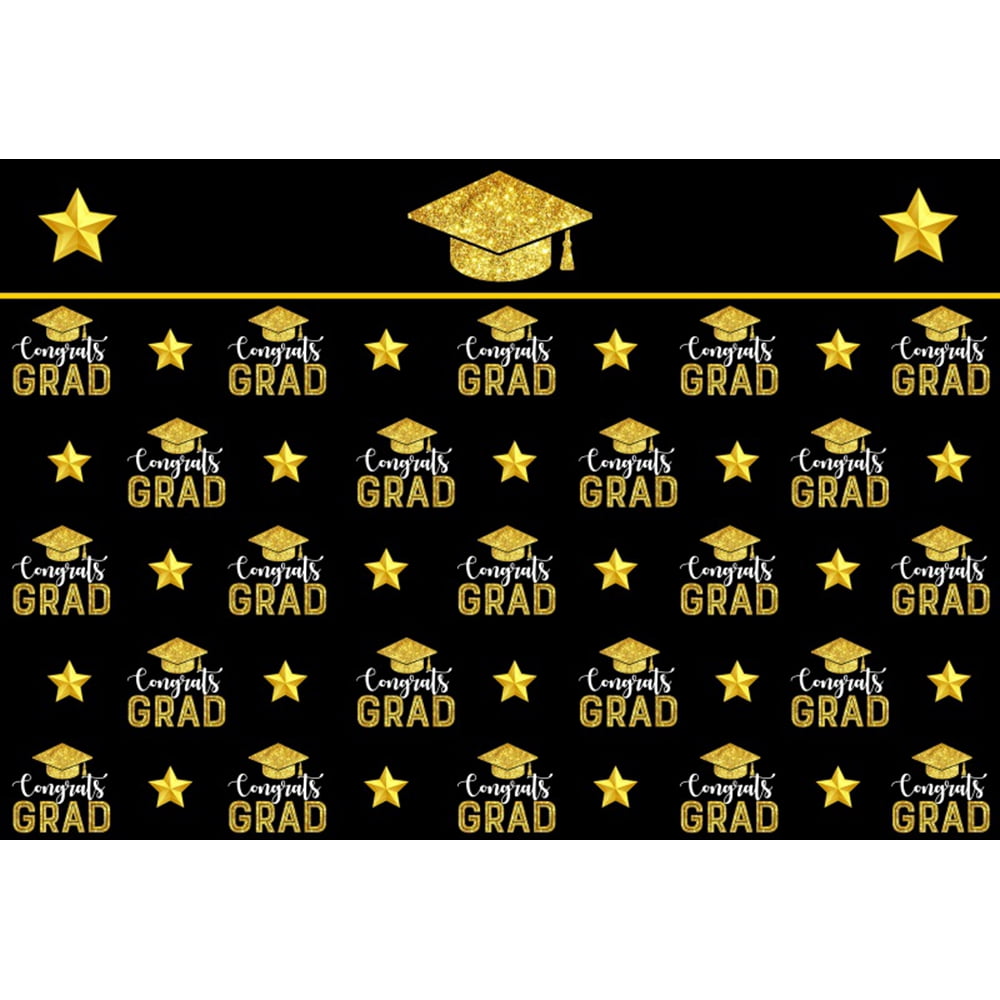 Graduation Photography Backdrop Gold Glitter Balloon Congrats Grad Prom ...