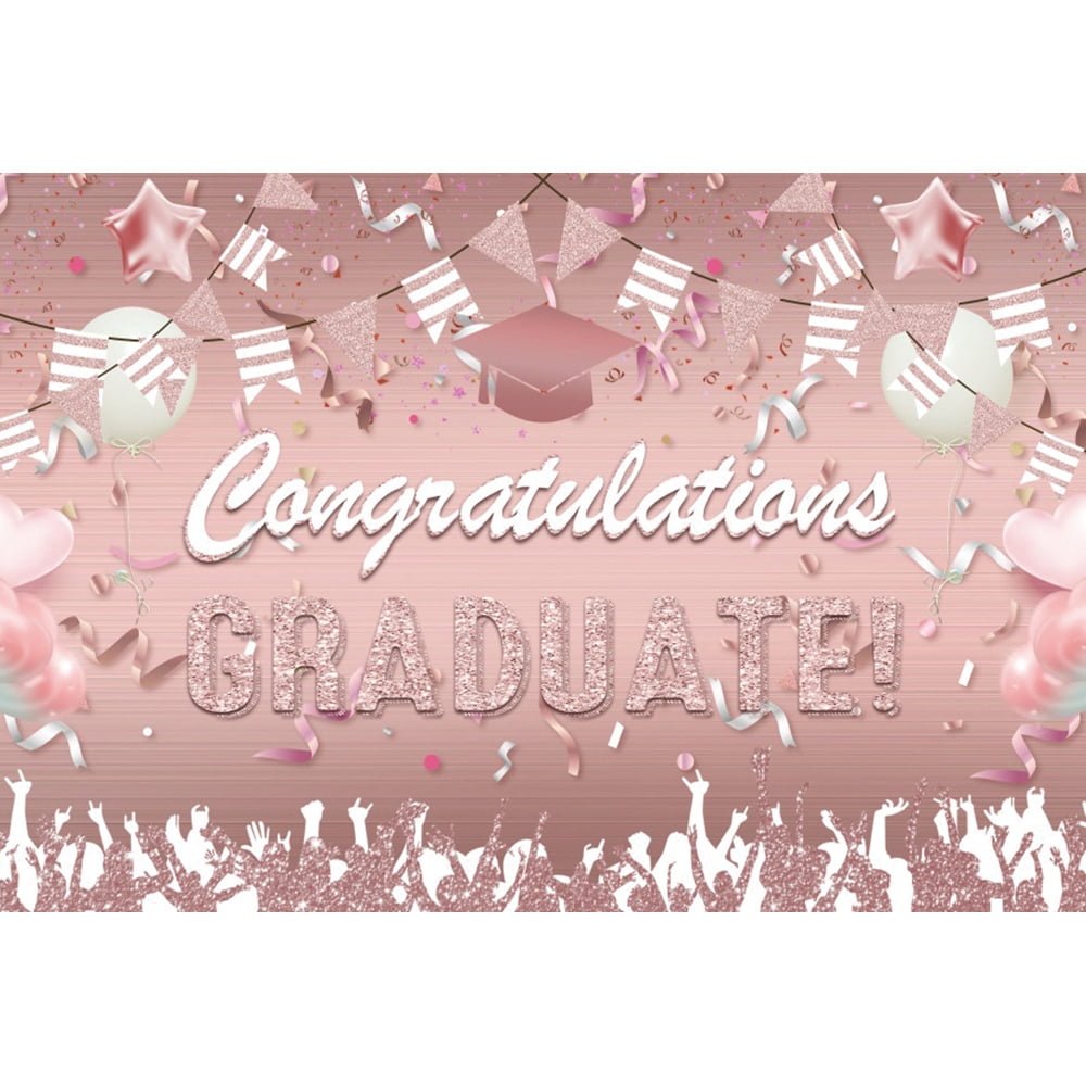 Graduation Photography Backdrop Gold Glitter Balloon Congrats Grad Prom ...