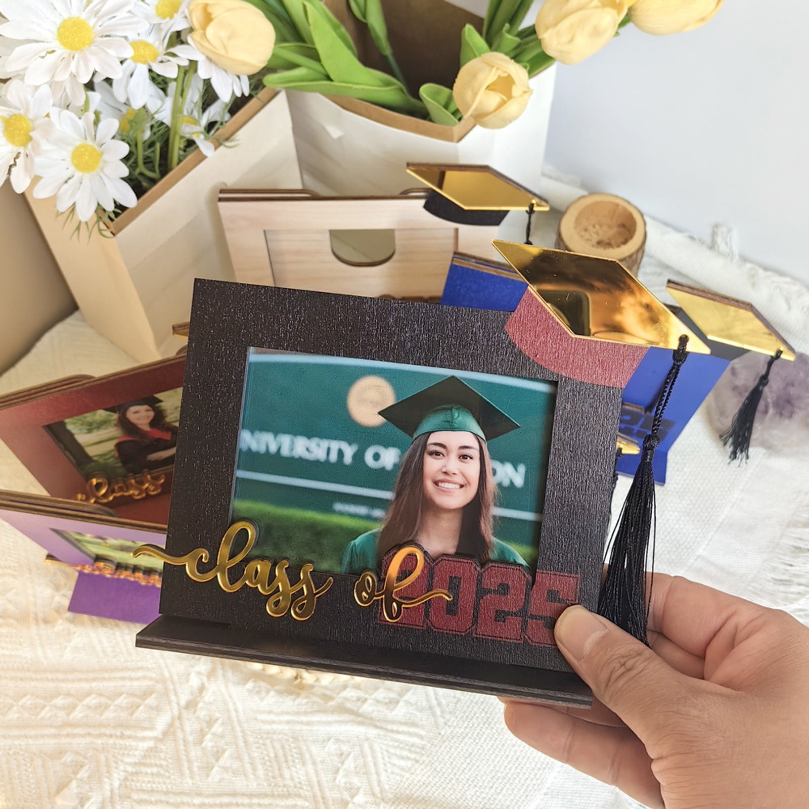 Graduation Picture Frame, Class of 2025 Wooden Graduation Photo Frame ...