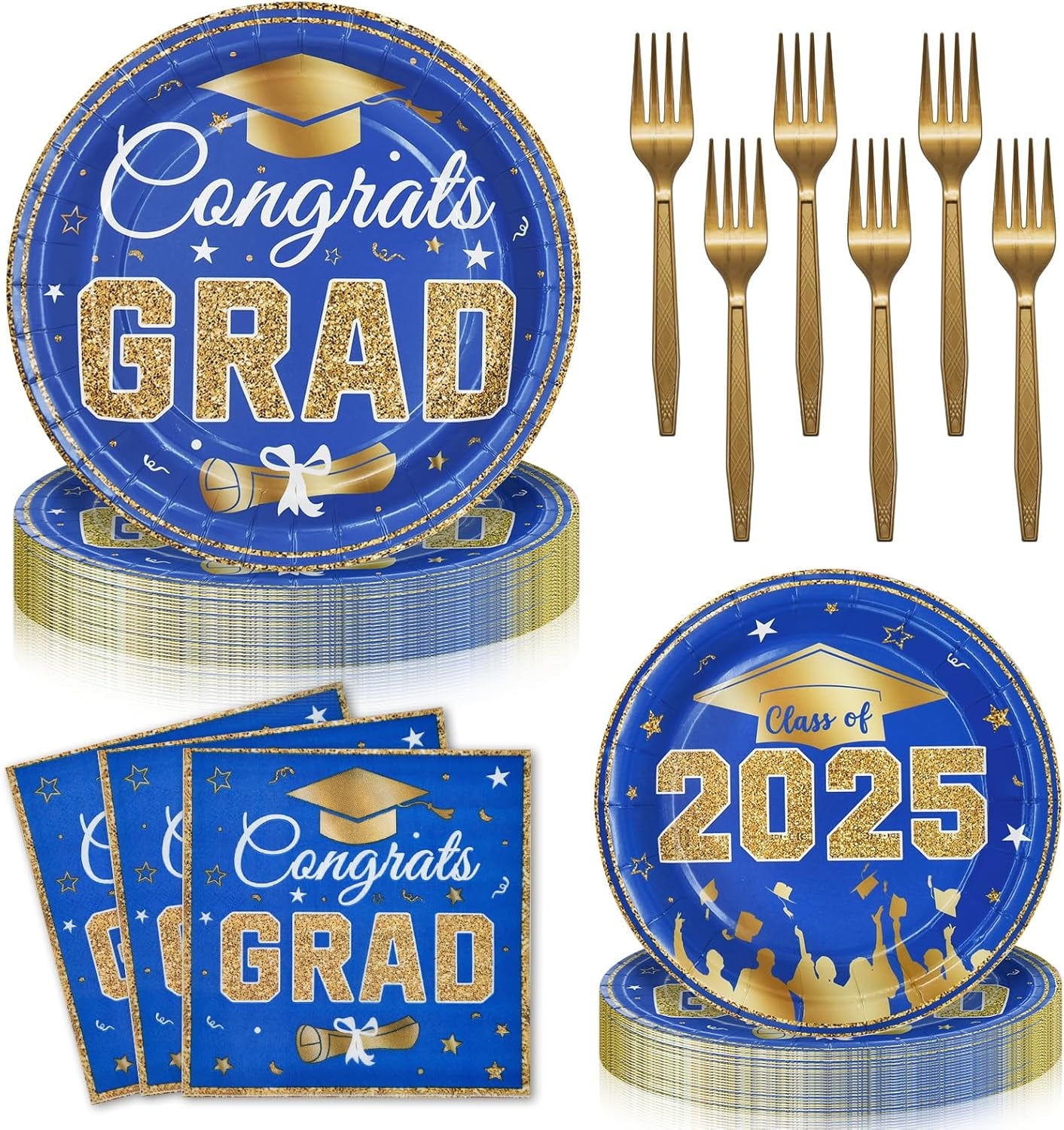 Graduation Plates and Napkins, Class of 2025, 96 Pieces, Party Supplies ...