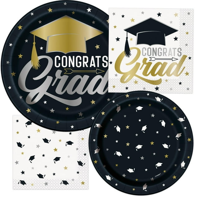 Graduation Plates and Napkins Set | Serves 16 Guests | Party Supplies ...