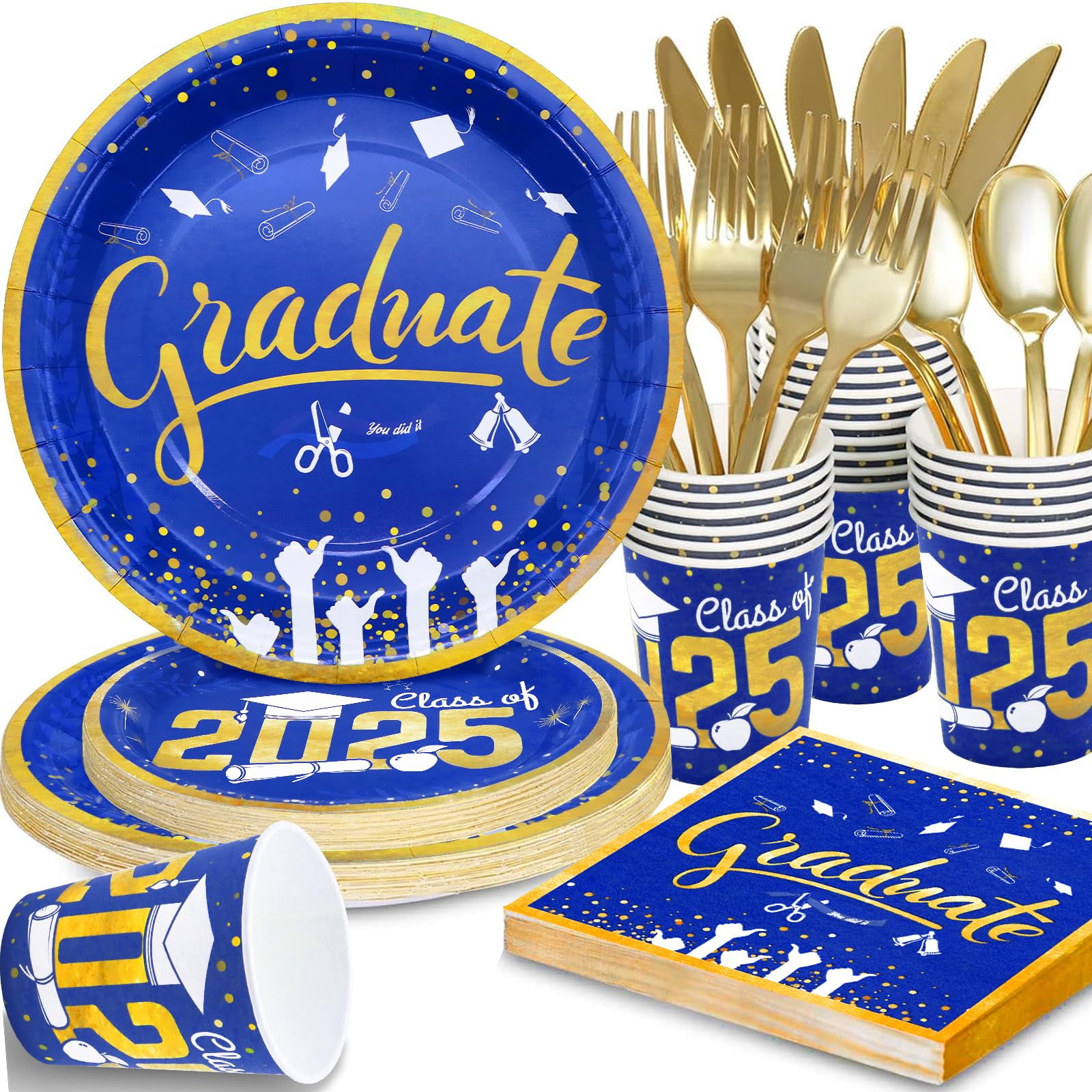 Graduation Plates andTRDN Napkins 2025 Graduation Party Supplies - Blue ...