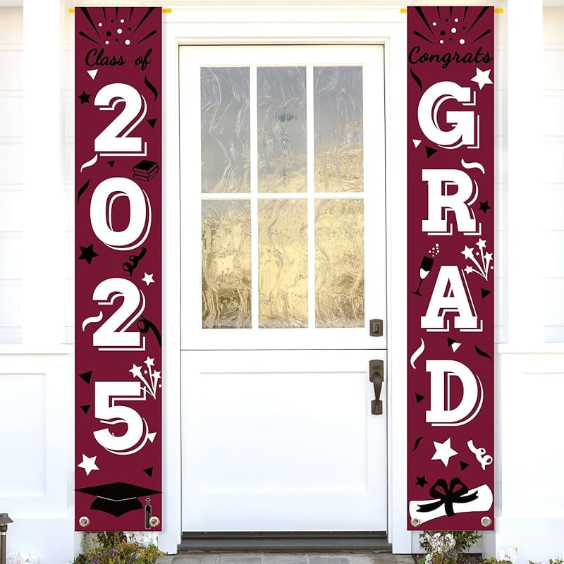 Graduation Porch Banner Class Sign Congrats Grad Hanging Flags High ...