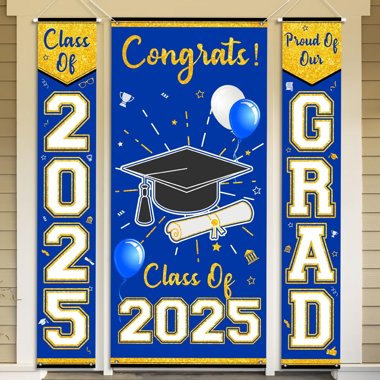 Graduation Porch Sign Banner Decorations Calss Of 2025 3Pcs Congrats ...
