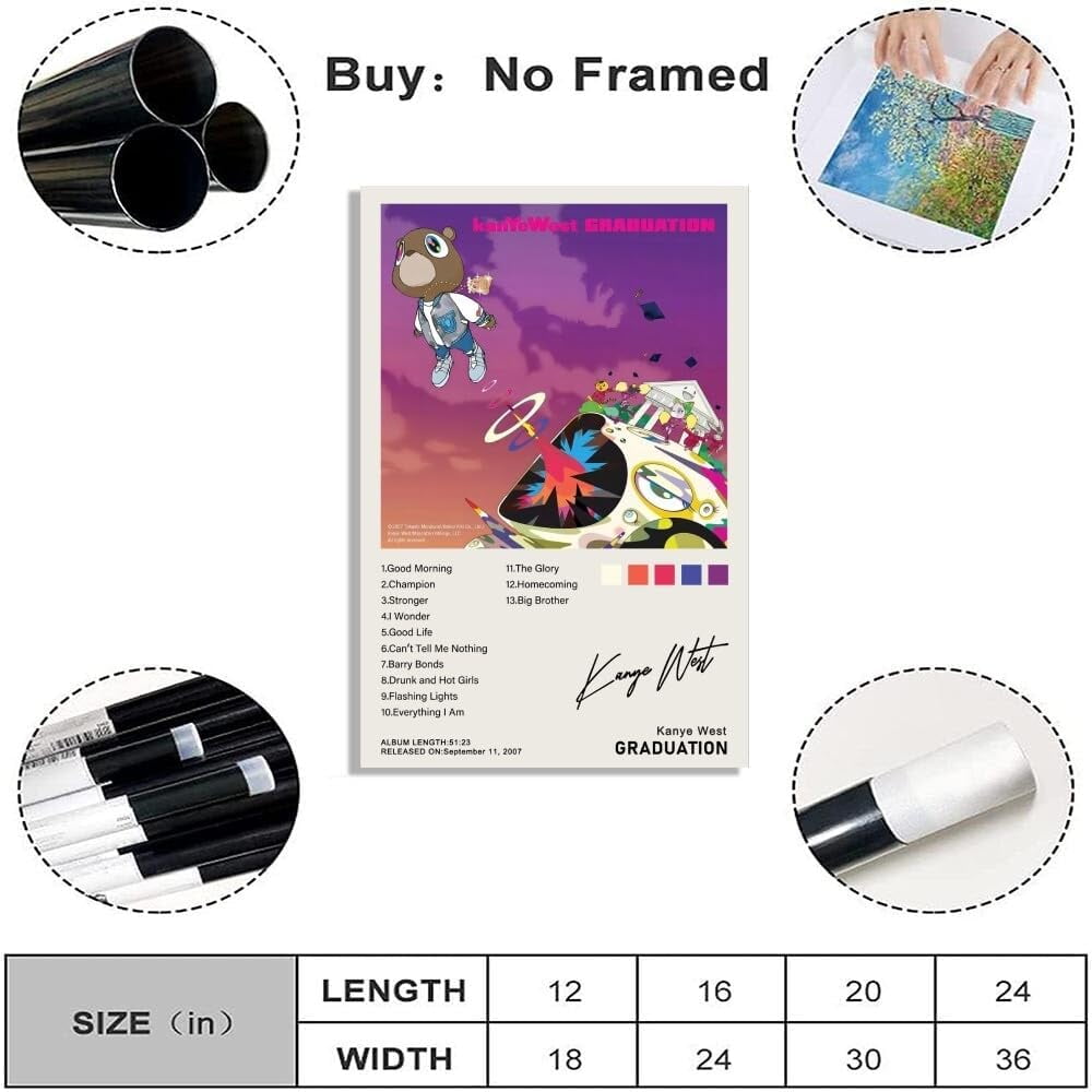Graduation Poster Rapper Kan*Yes Posters Music Album Cover Canvas Wall ...