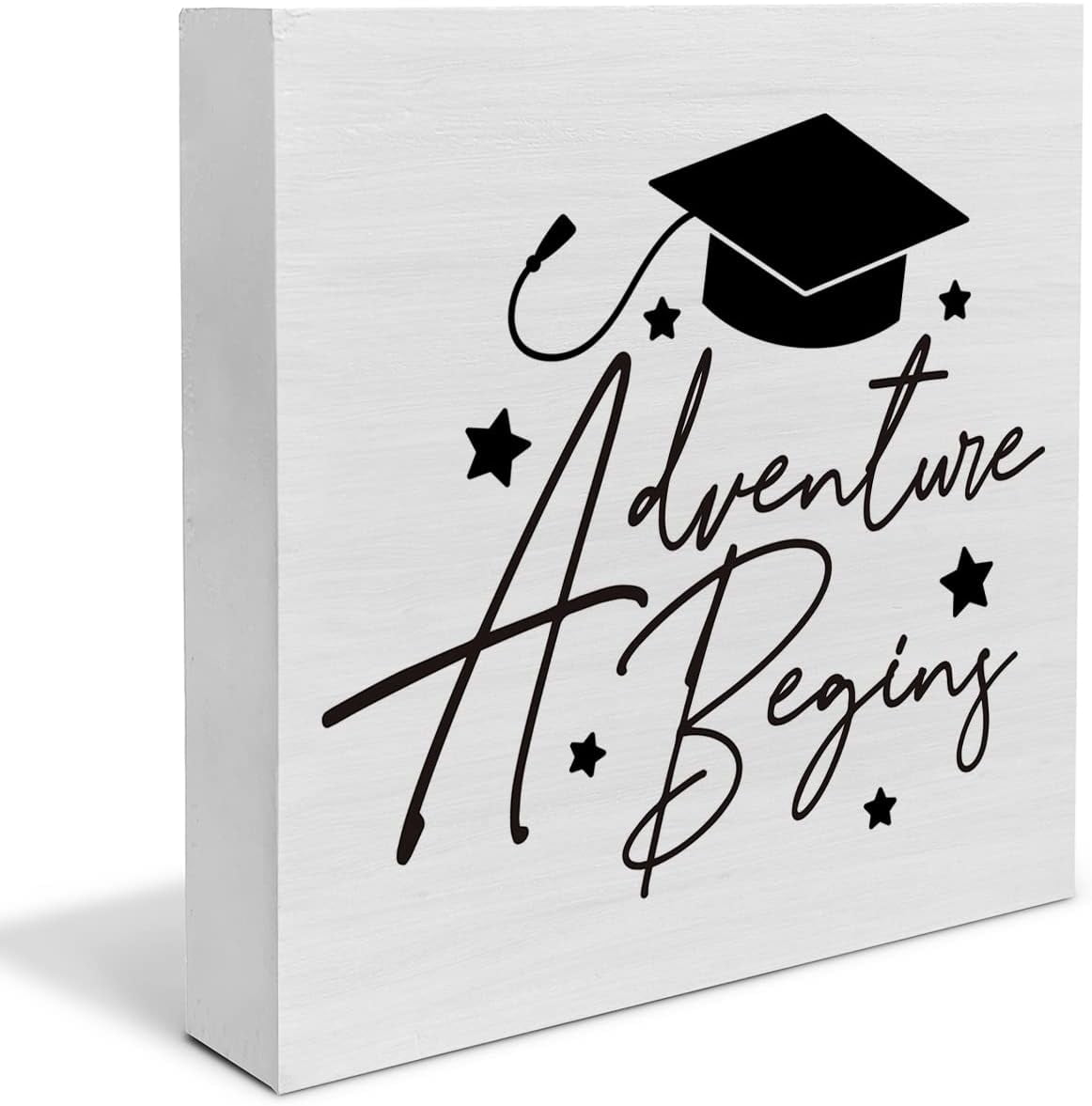 Graduation Quote Wood Box Sign Decor Desk Sign Adventure Begins Wooden ...