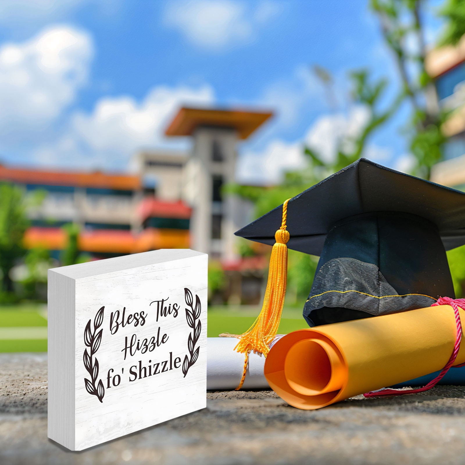 Graduation Quote Wood Box Sign Decor, Desk Sign Positive - Behind You All Your Memories - Wooden ...