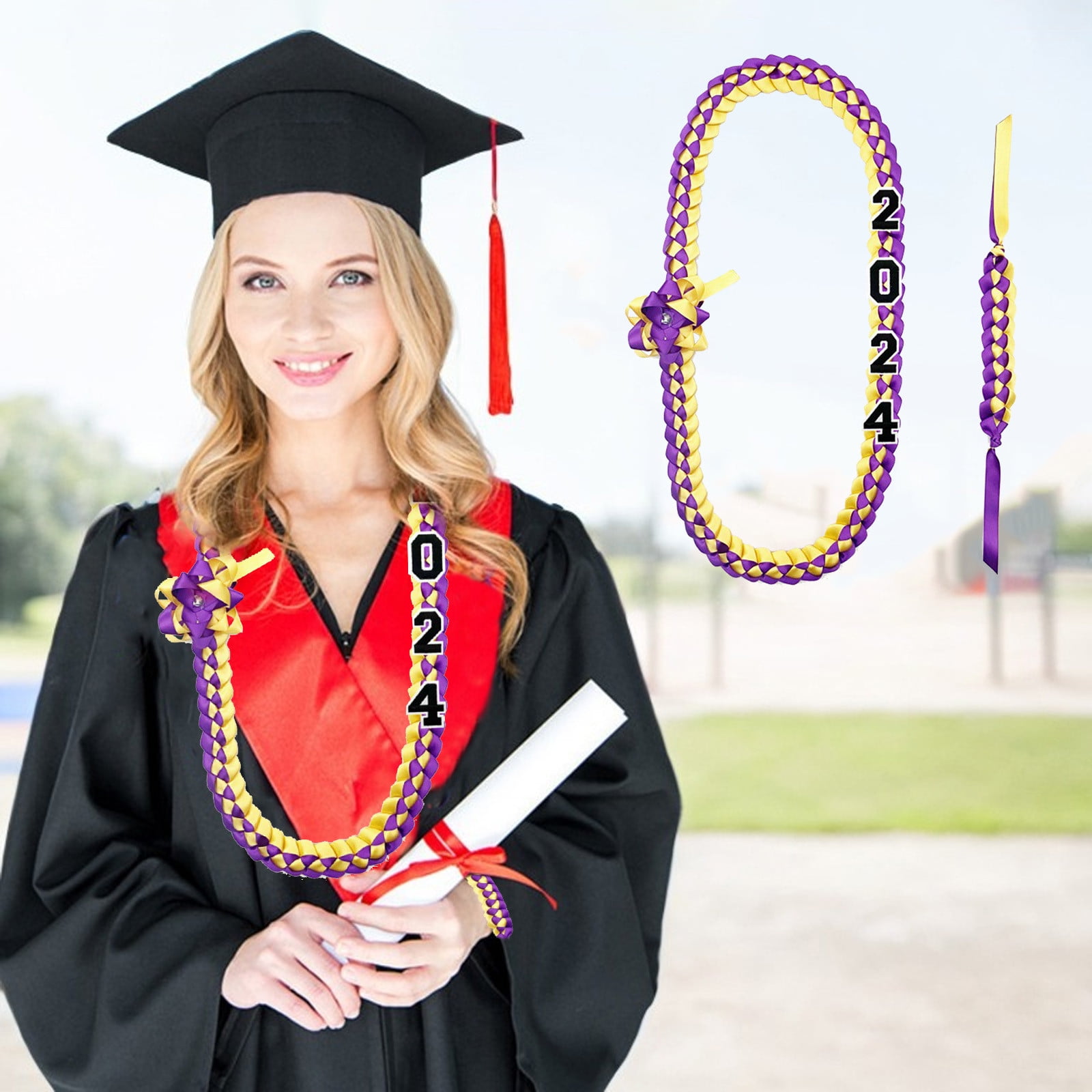 Graduation Ribbon Leis Braid Color Congrats Graduates Leis Necklace And ...