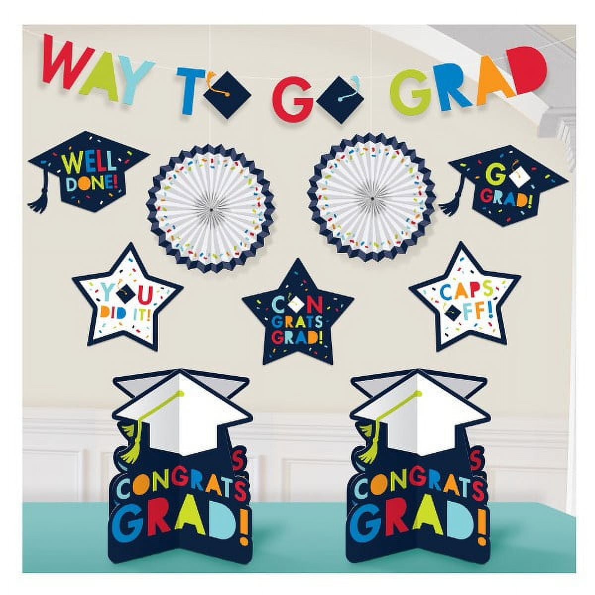 Graduation Room Decorating Kit Navy Blue (10pcs) - Walmart.com