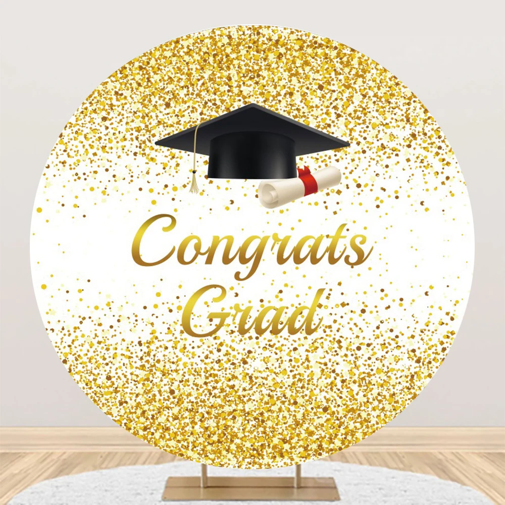 Graduation Round Backdrop Class of 2024 Congrats Grad Prom Party Black ...