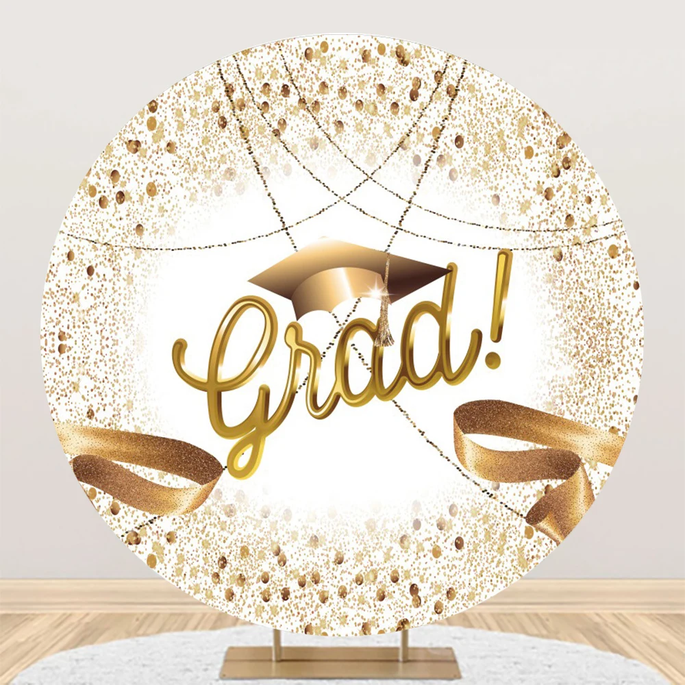 Graduation Round Backdrop Class of 2024 Congrats Grad Prom Party Black ...