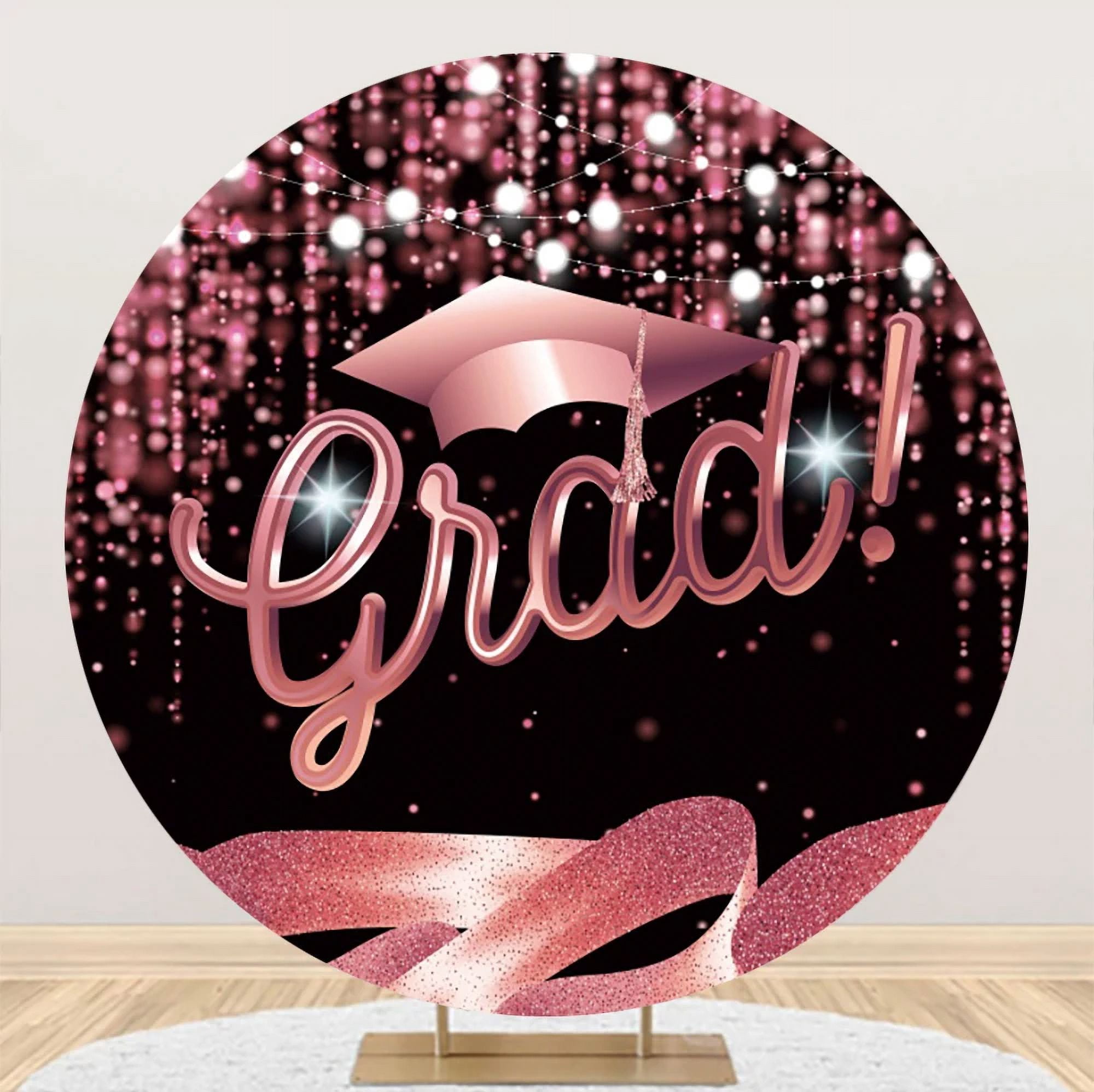Graduation Round Backdrop Class of 2024 Congrats Grad Prom Party Black ...