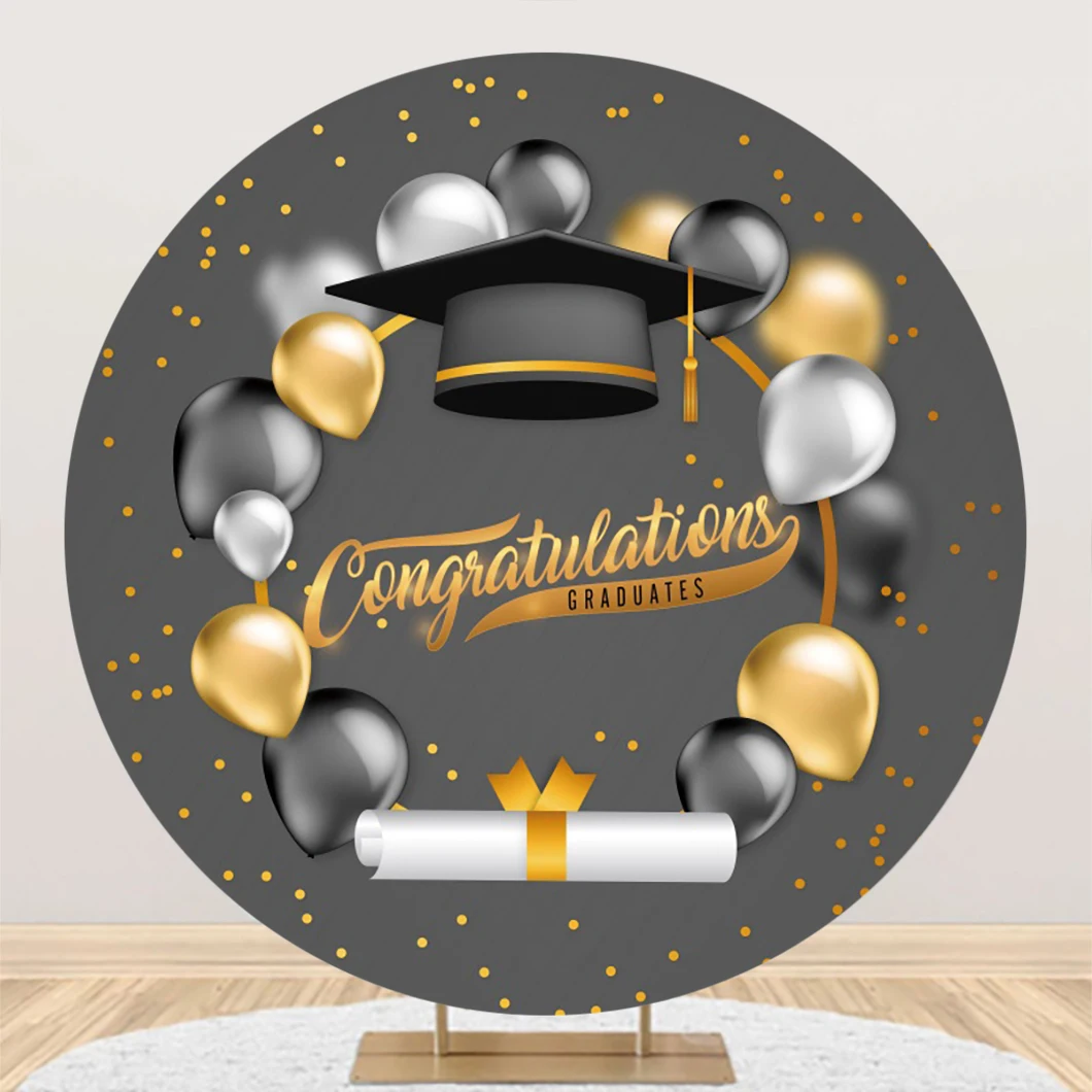 Graduation Round Backdrop Class of 2024 Congrats Grad Prom Party Black ...