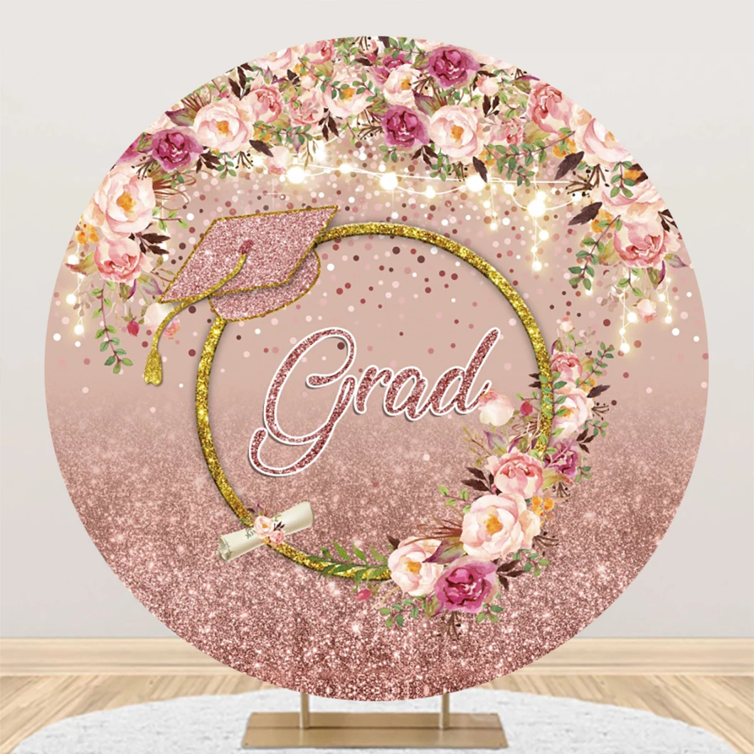 Graduation Round Backdrop Class of 2024 Congrats Grad Prom Party Black ...