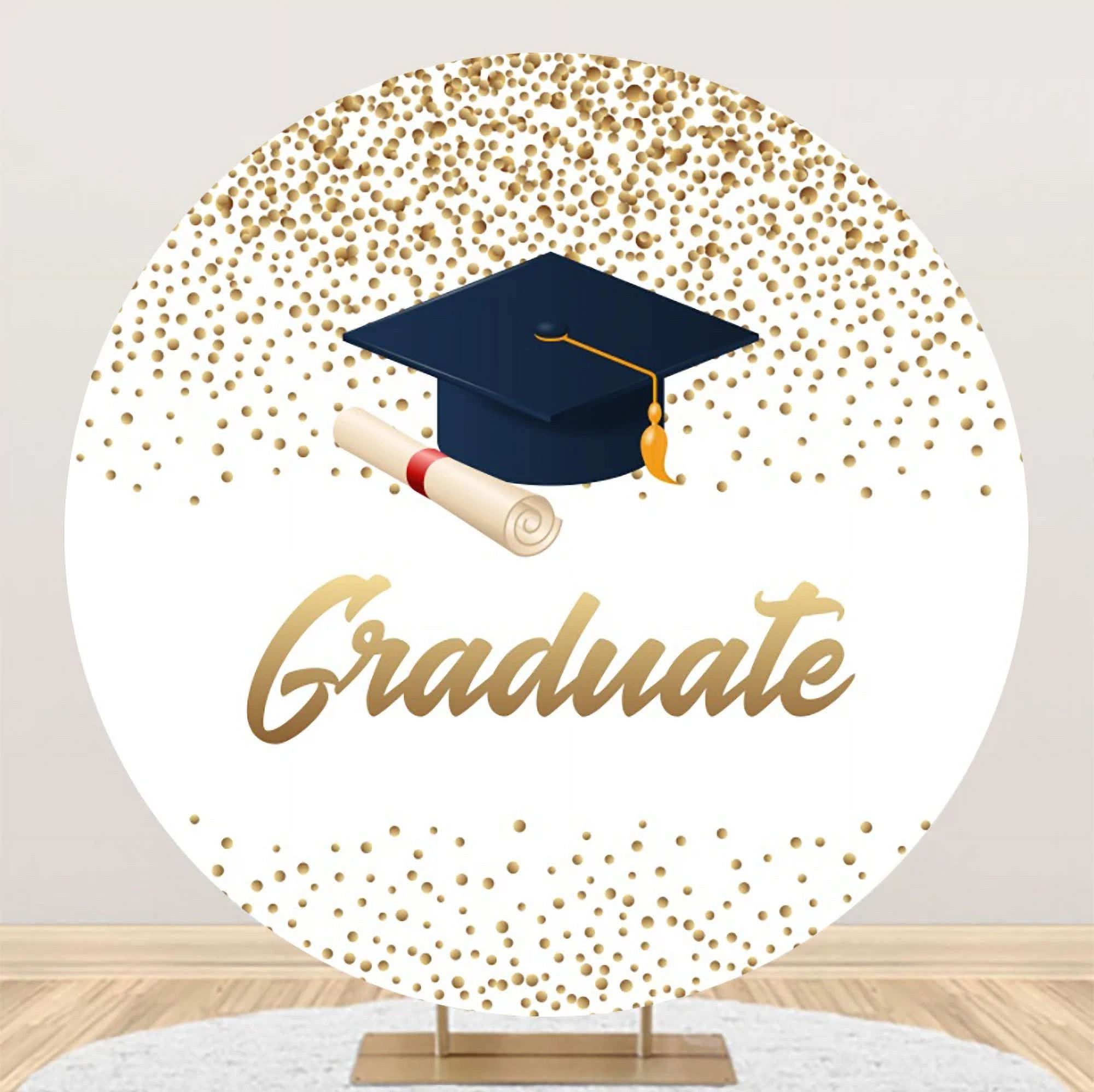 Graduation Round Backdrop Class of 2024 Congrats Grad Prom Party Black ...
