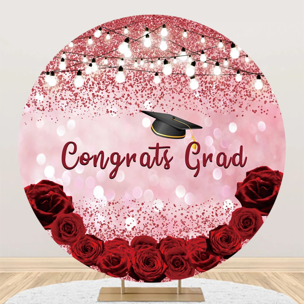 Graduation Round Backdrop Class of 2024 Congrats Grad Prom Party Black ...