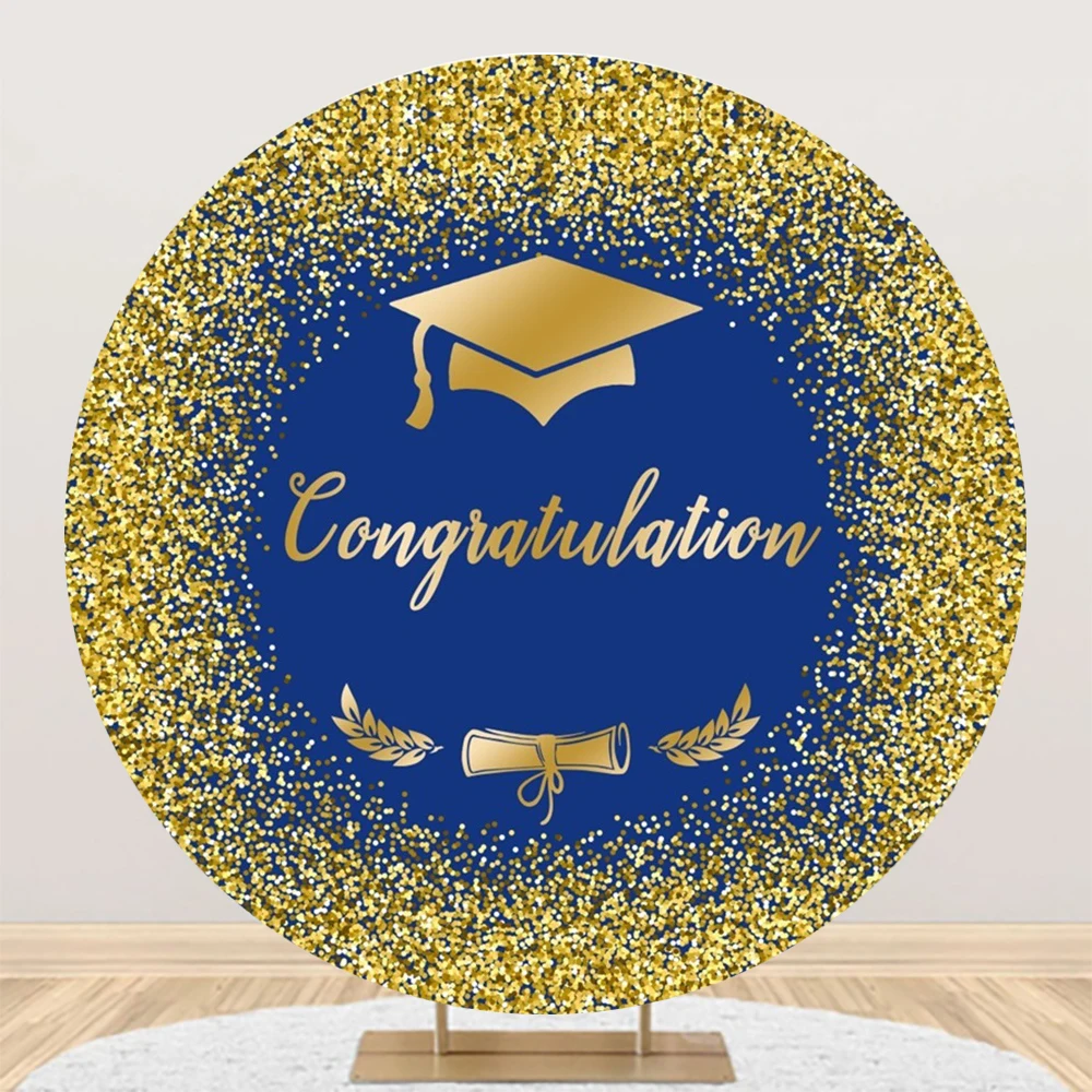 Graduation Round Backdrop Class of 2024 Congrats Grad Prom Party Black ...