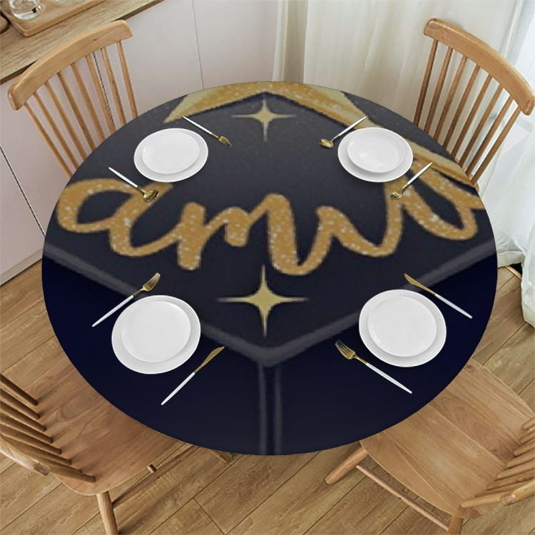 Graduation Round Tablecloth, Fitted Table Cover with Elastic Classic ...