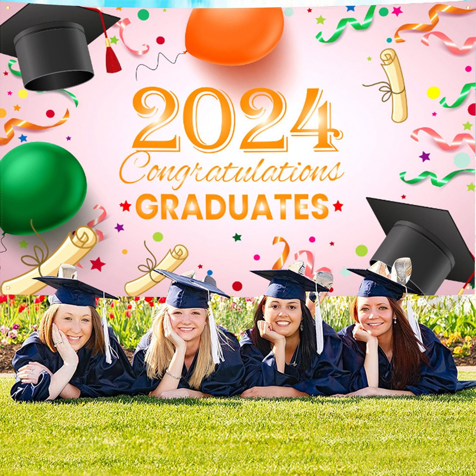 Graduation Season Background Cloth Wall Flag Holder Indoor round Flag ...