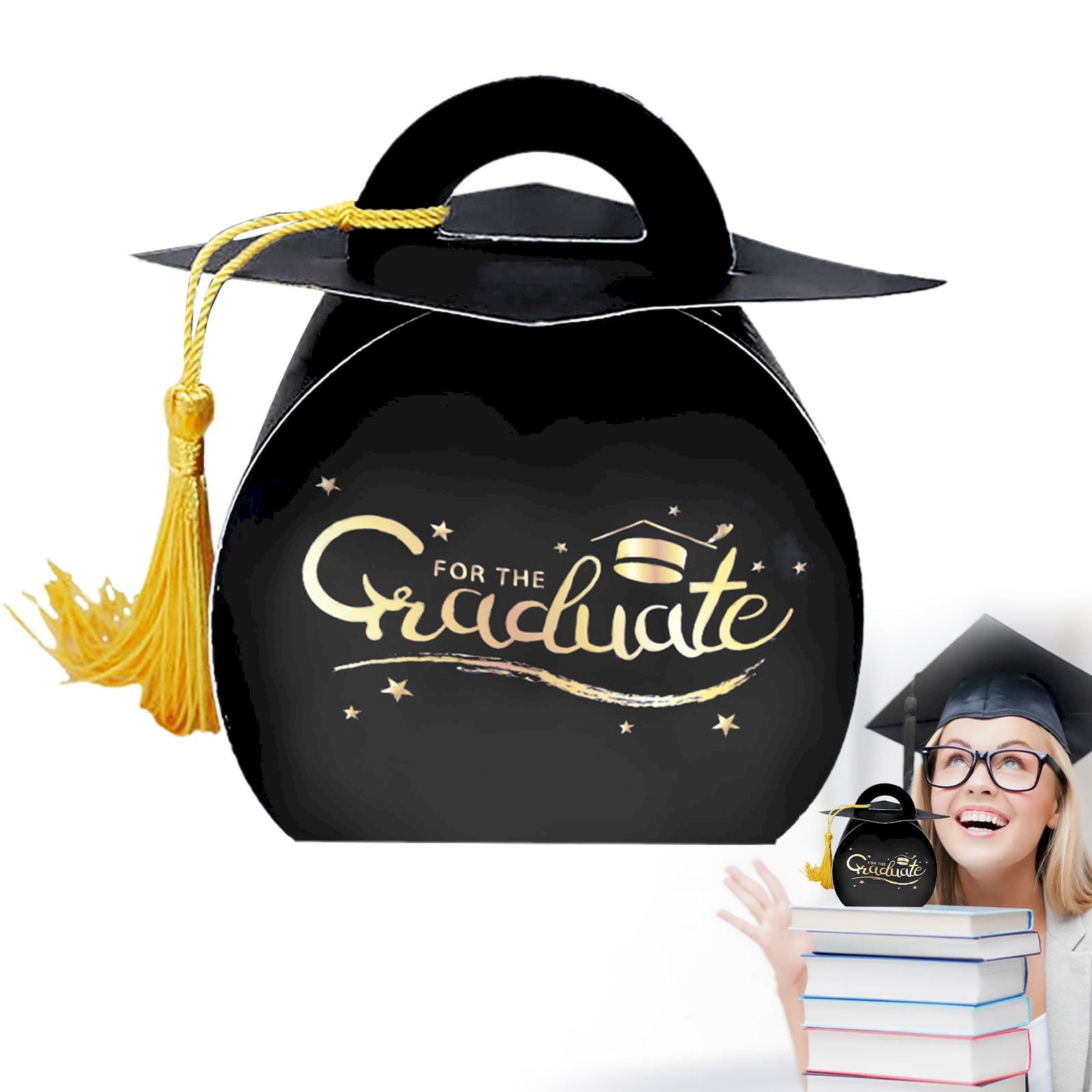 Graduation Season Candy Packaging Box In Black,Storage Box，Black，Paper ...