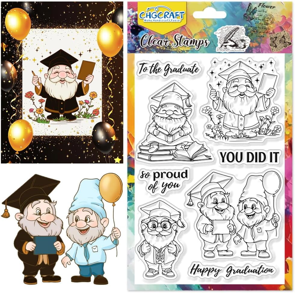 Graduation Season Gnome Clear Stamp Balloons Transparent Handicraft ...